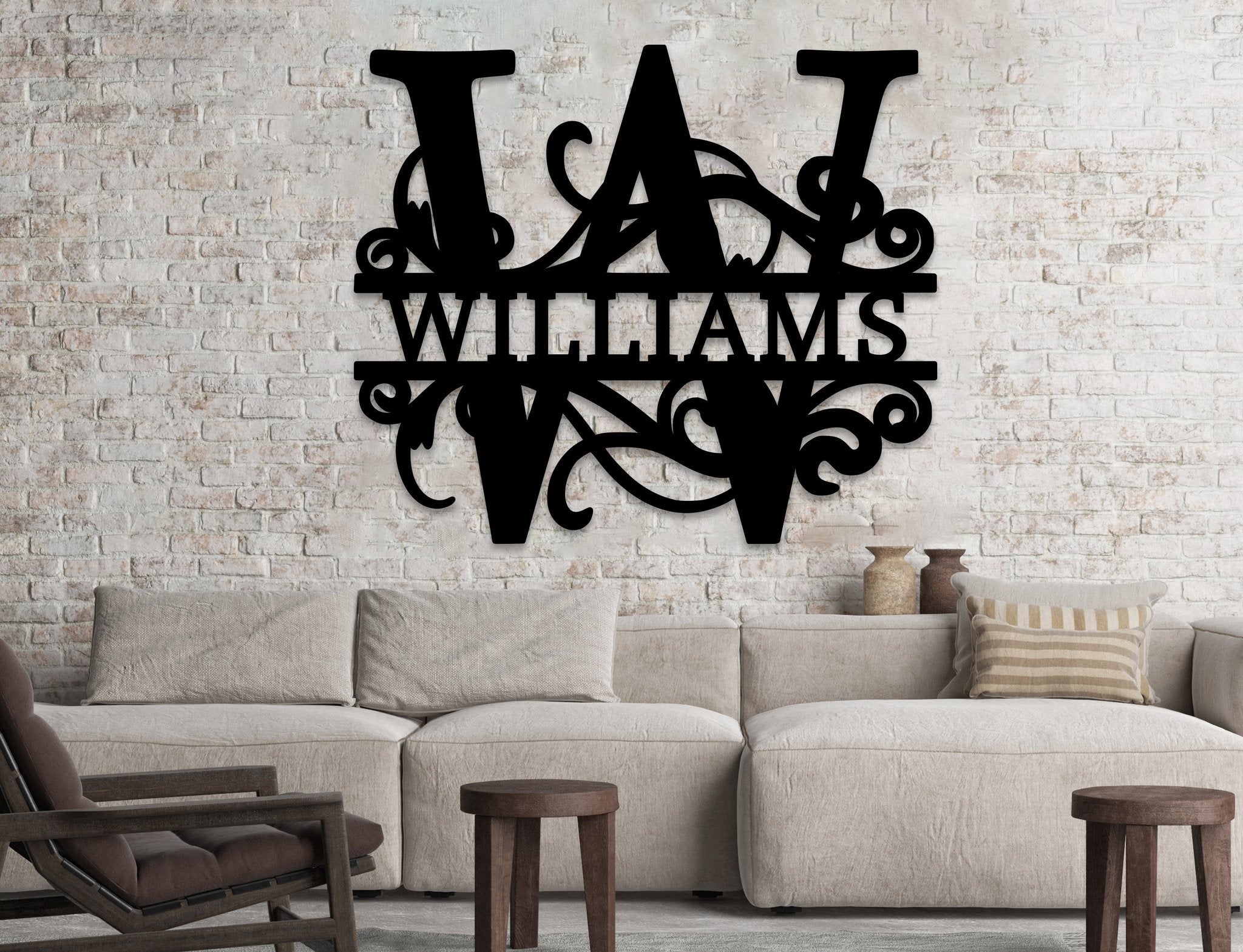 Custom Metal Name Sign, Split Letter Name Sign, Monogram Name Sign ...