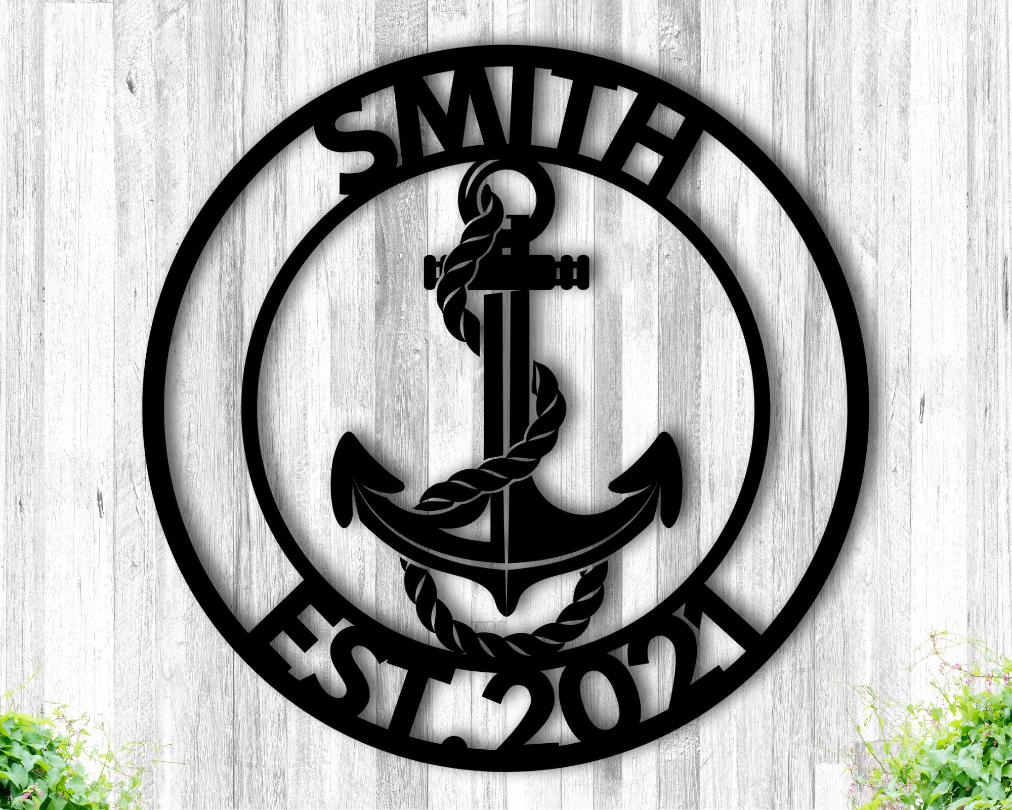 Metal Family Name Sign, Personalized Anchor Sign, Front Porch Last Name ...