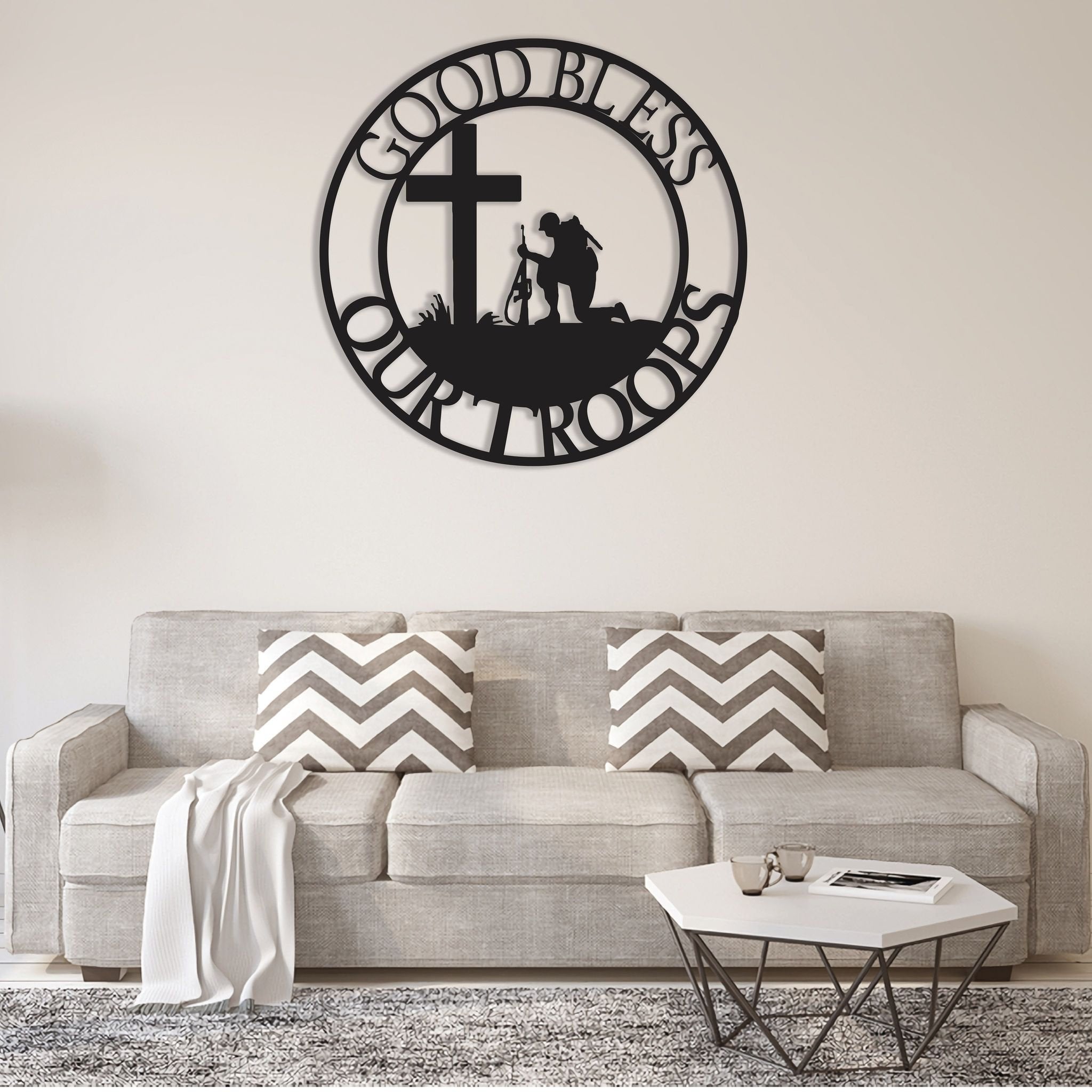 God Bless Your Troops Metal Wall Art Decor, Patriotic Veteran Metal ...