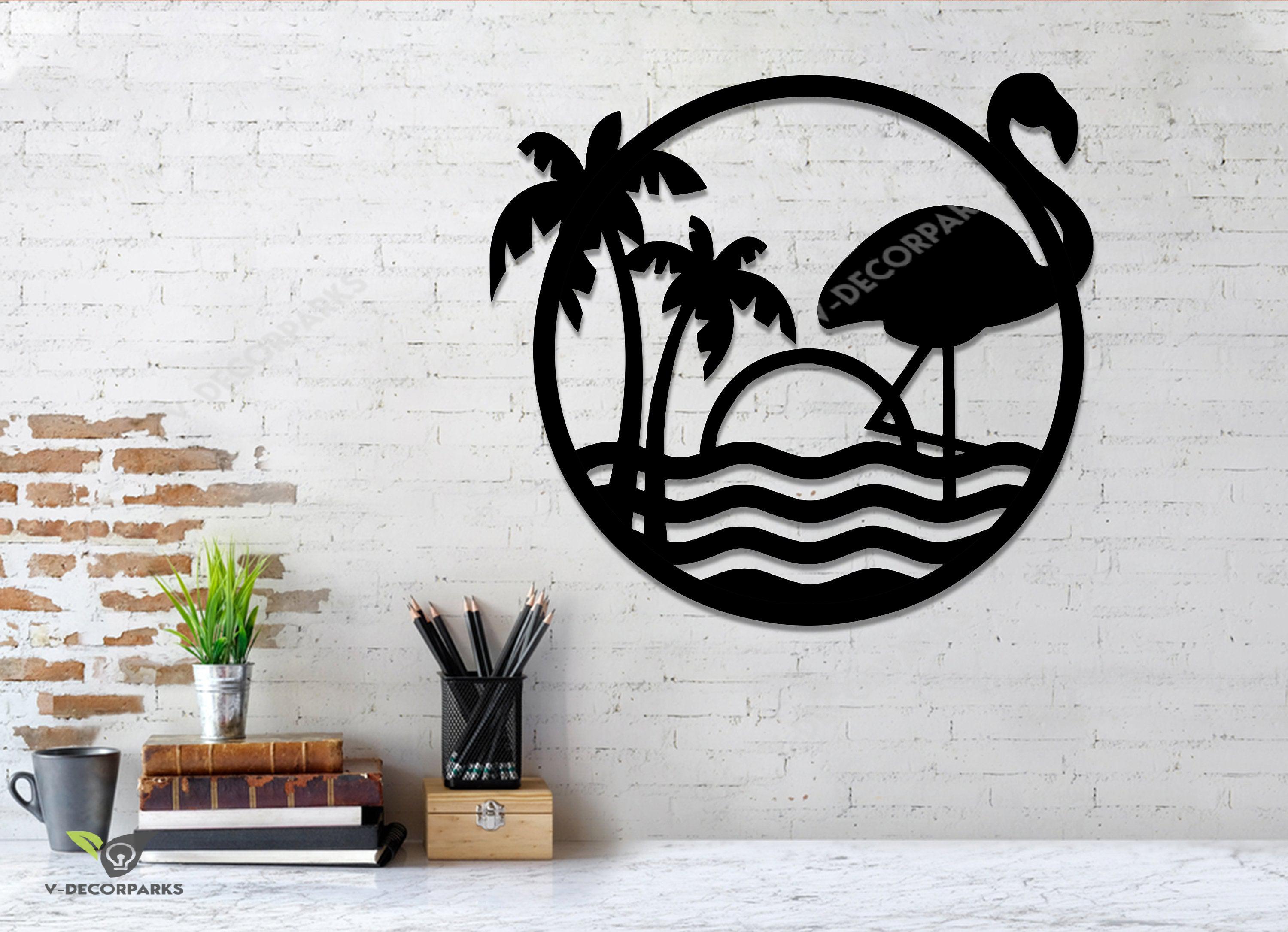 Personalized Flamingo Metal Sign, Beach House Metal Sign, Monogram ...