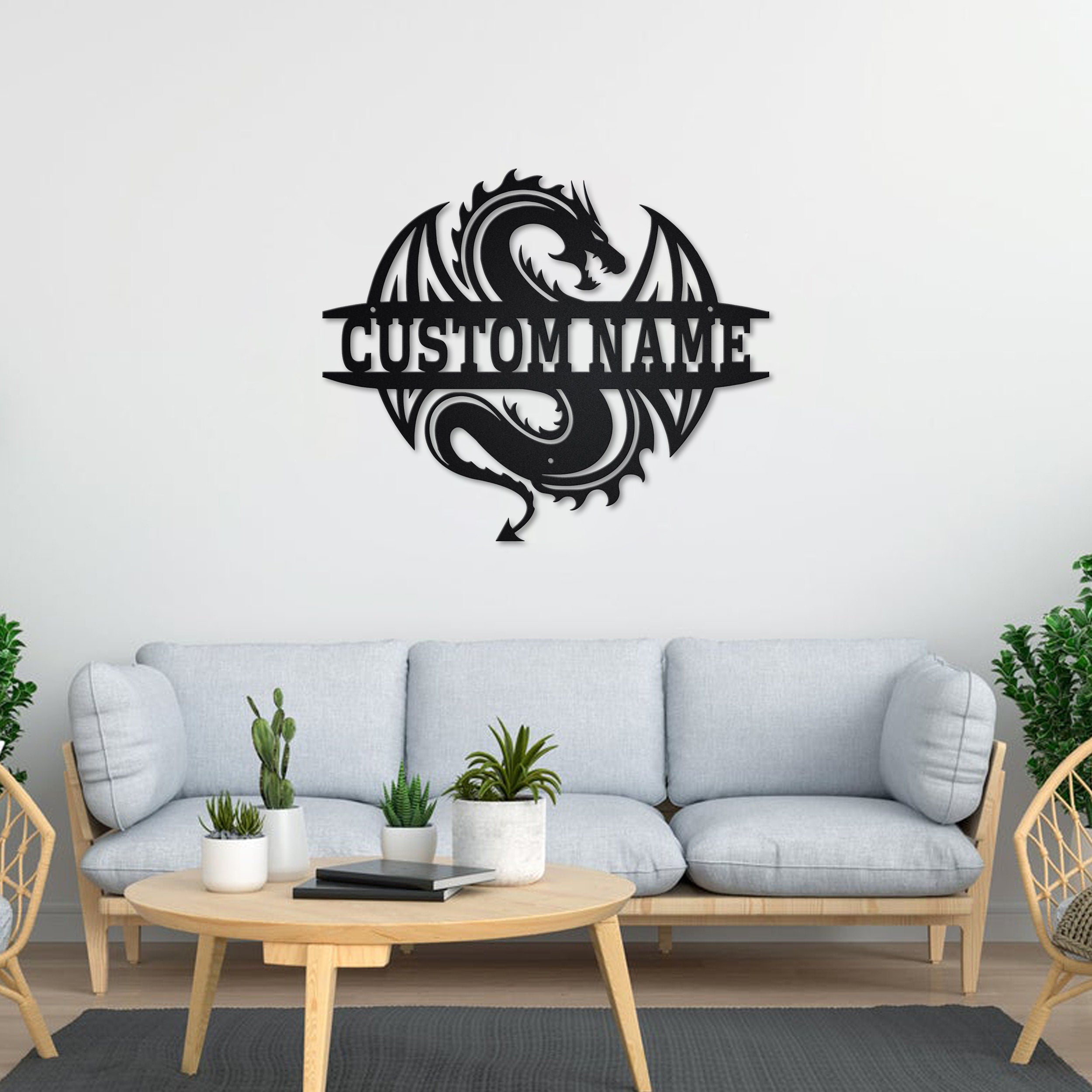 Personalized Dragon Metal Sign, Dragon Metal Wall Art, Office Wall Art ...