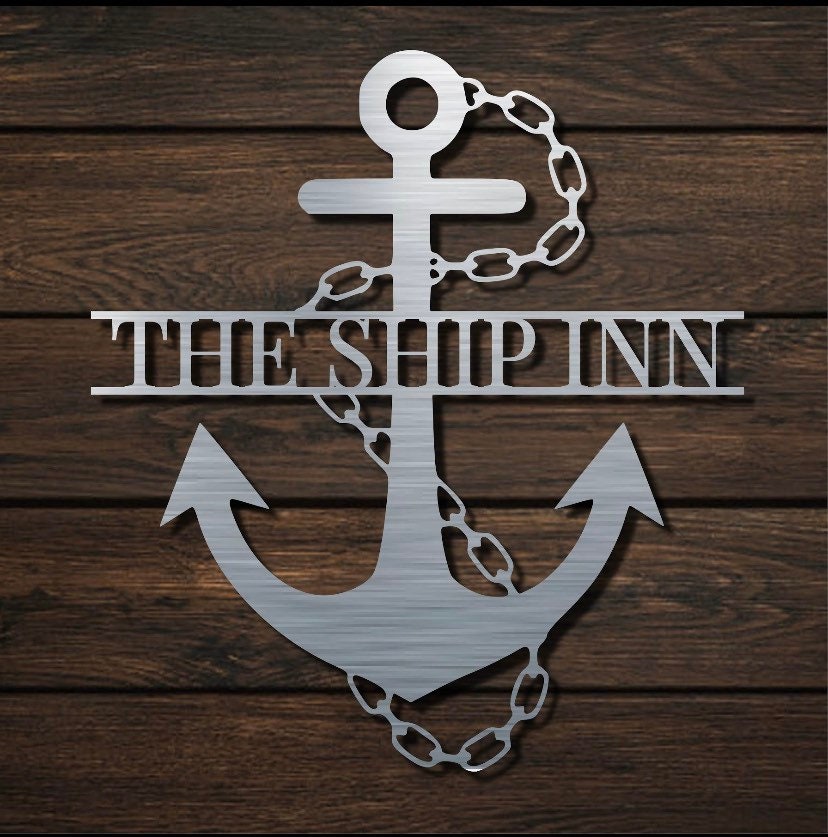 Laser Cut Metal Anchor Monogram Sign, Contemporary Anchor Monogram ...