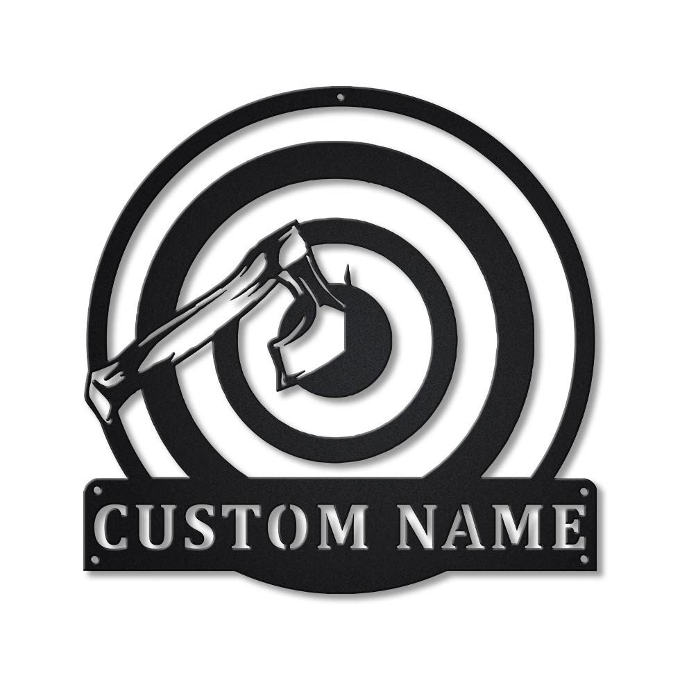 Personalized Axe Throwing Monogram Metal Sign Art, Custom Axe Throwing ...