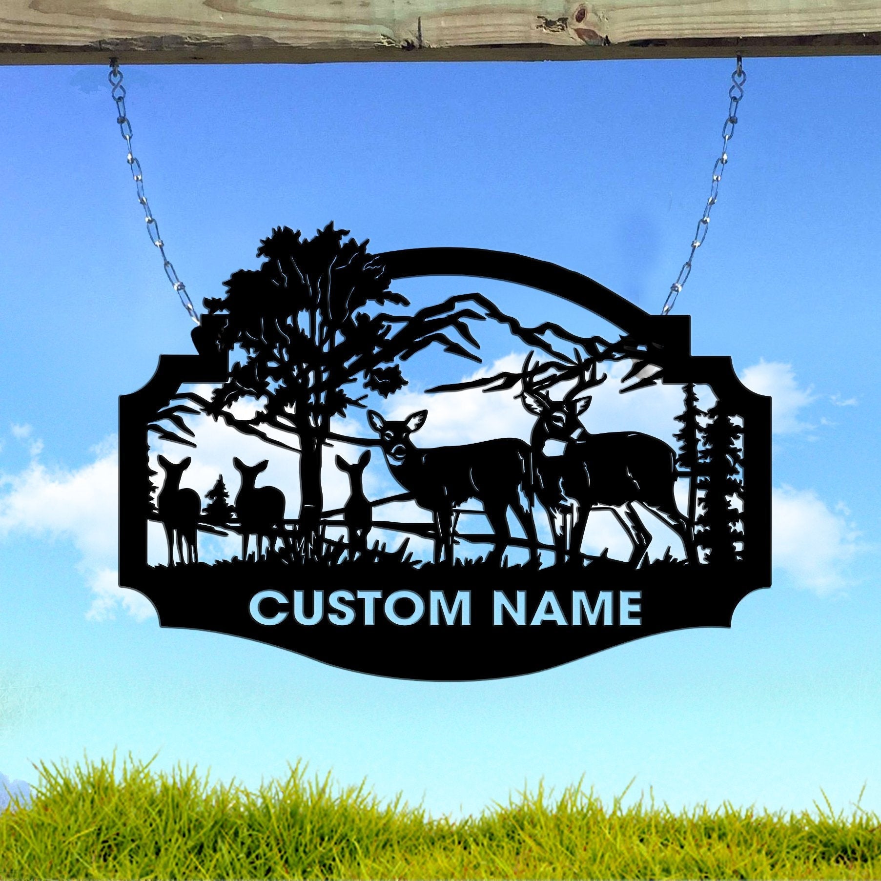 Deer Hunting Metal Sign, Whitetails Name Metal Wall, Deer Camp Sign ...