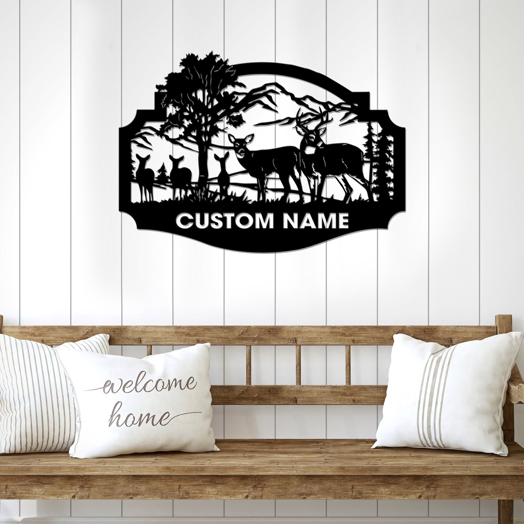 Deer Hunting Metal Sign, Whitetails Name Metal Wall, Deer Camp Sign ...