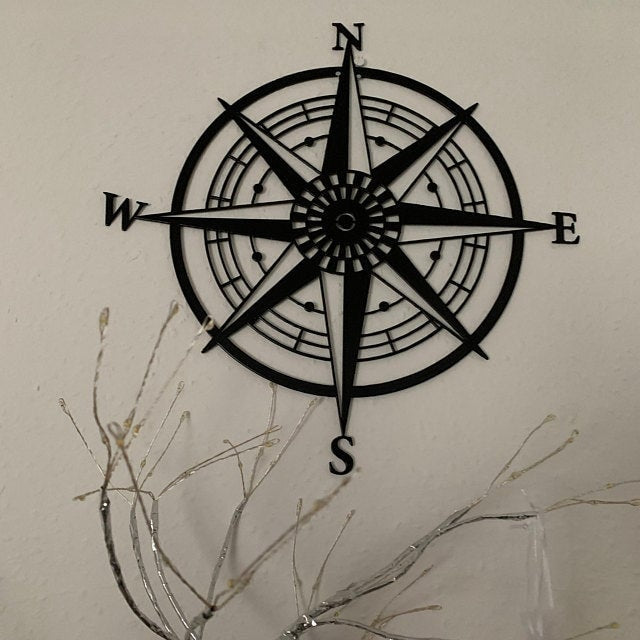 Nautical Compass, Compass Rose Metal Sign, Metal Gps Sign For House ...