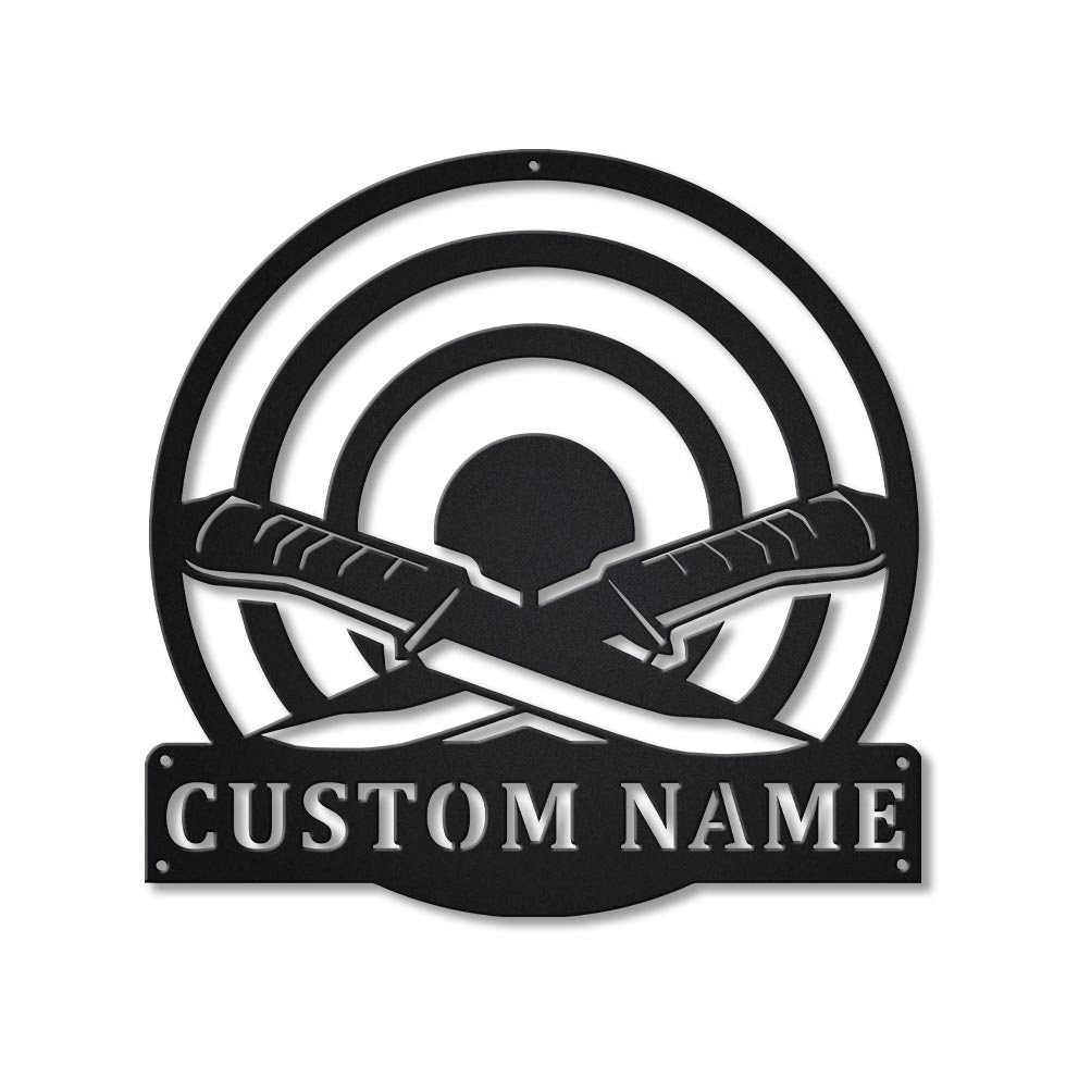 Personalized Knife Throwing Sport Monogram Metal Sign Art, Custom Knife ...
