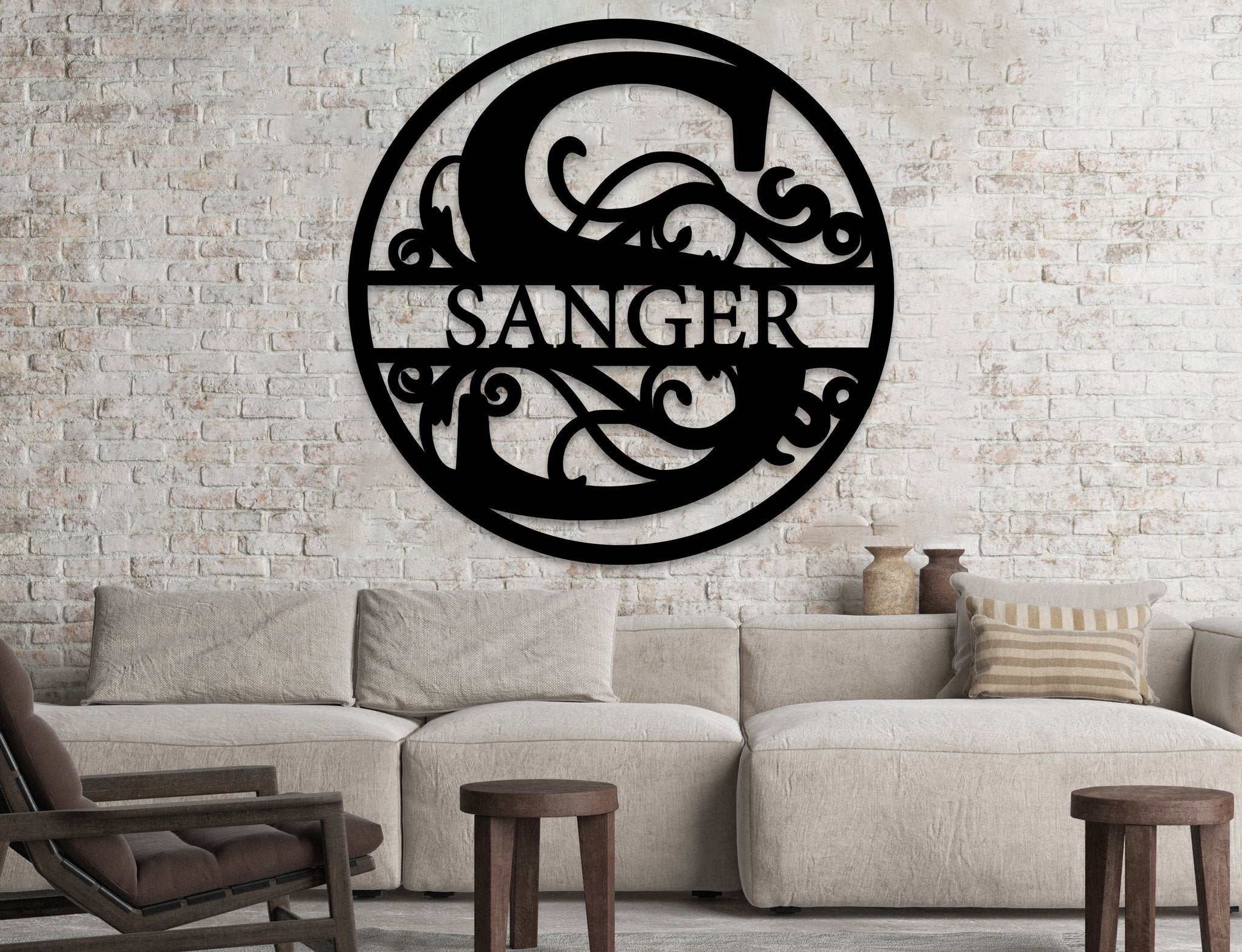 Custom Metal Name Sign, Split Letter Name Sign, Monogram Name Sign ...