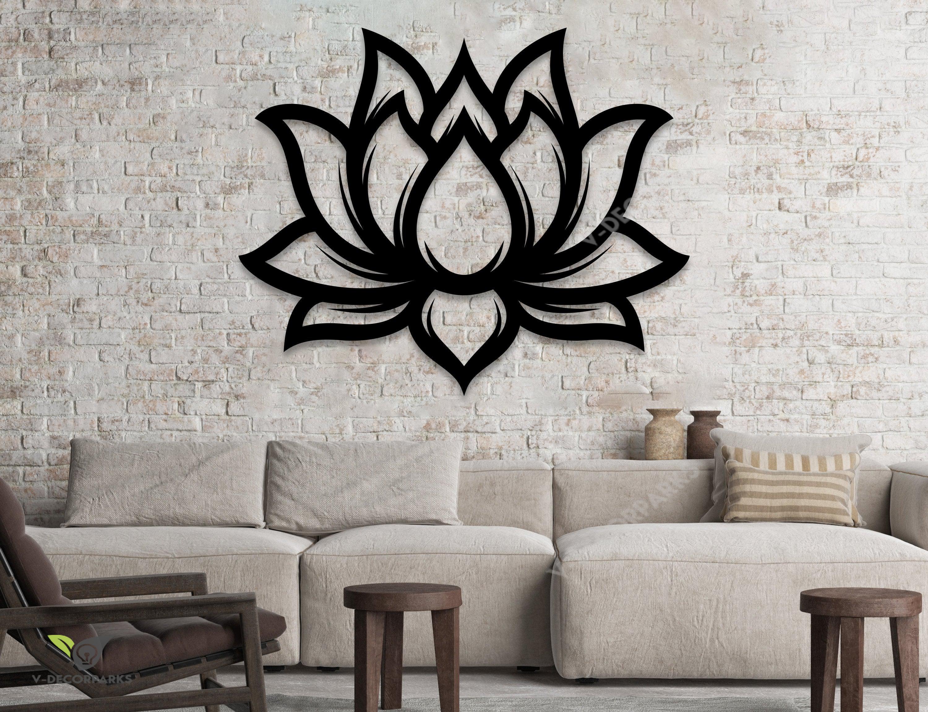 Lotus Flower Metal Sign, Lotus Wall Art, Yoga Wall Decor, Flower Sign ...