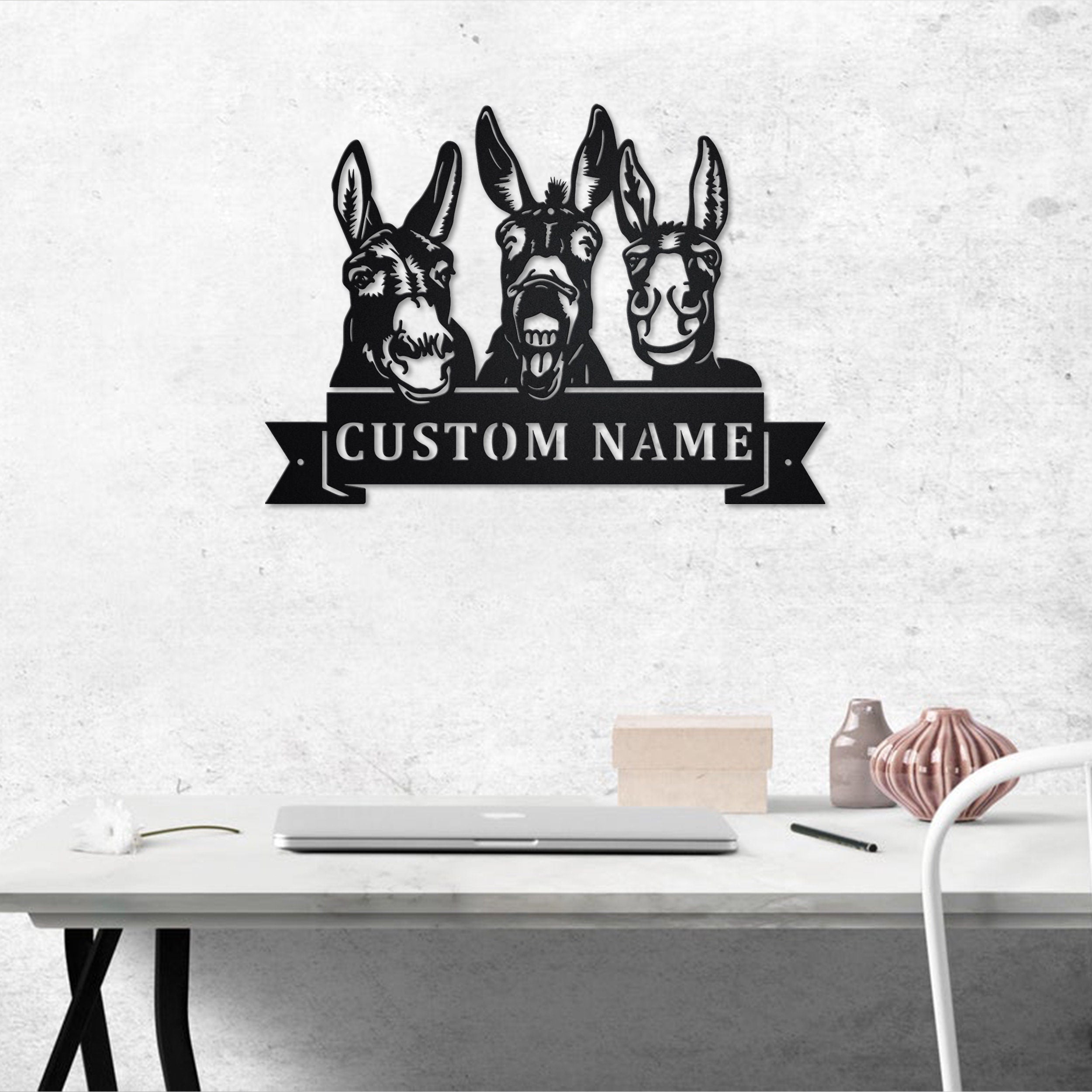 Personalized Donkey Metal Sign, Donkey Metal Wall Art, Office Wall Art ...