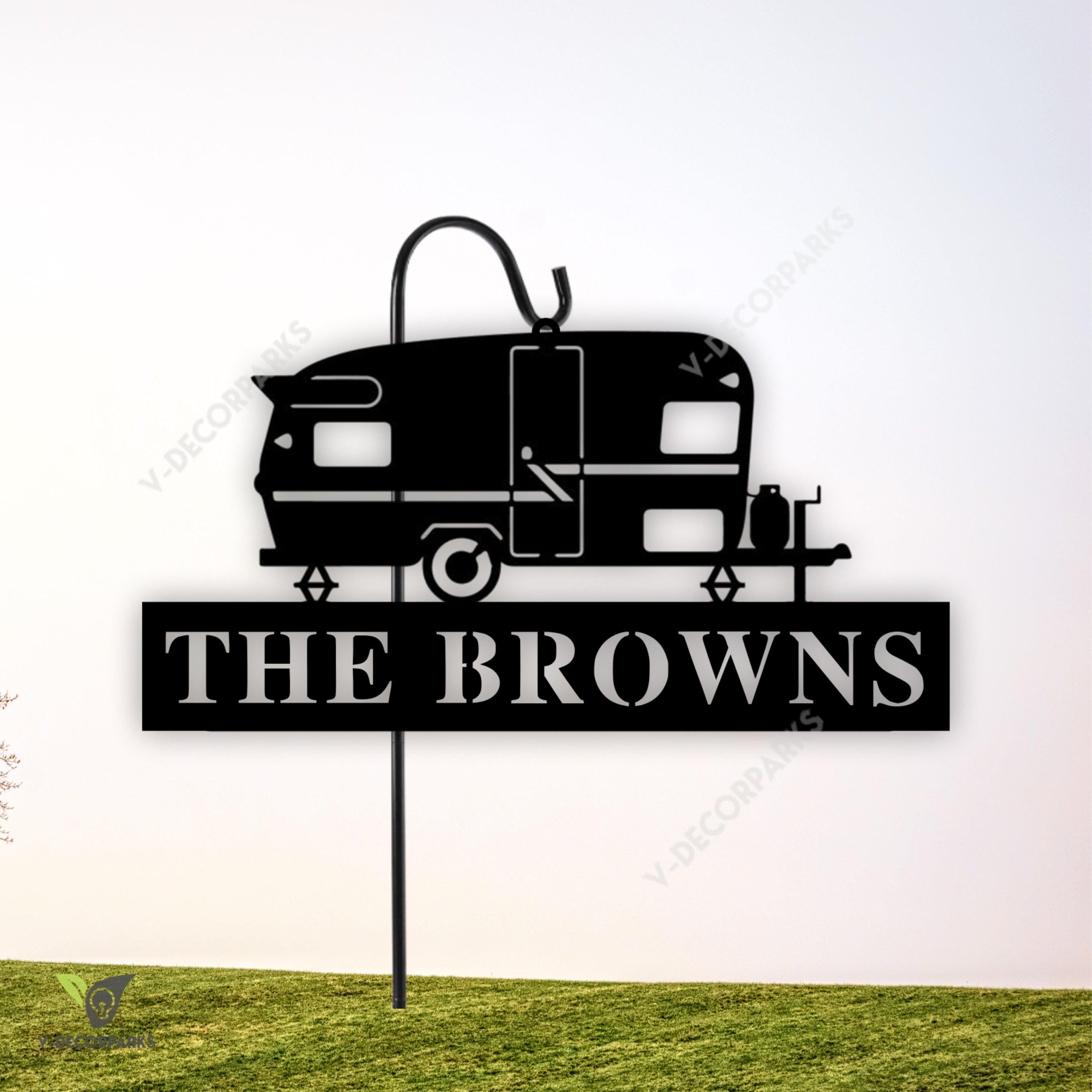 Personalized Camper Name Metal Sign, Campsite Flag, Happy Camper Sign ...