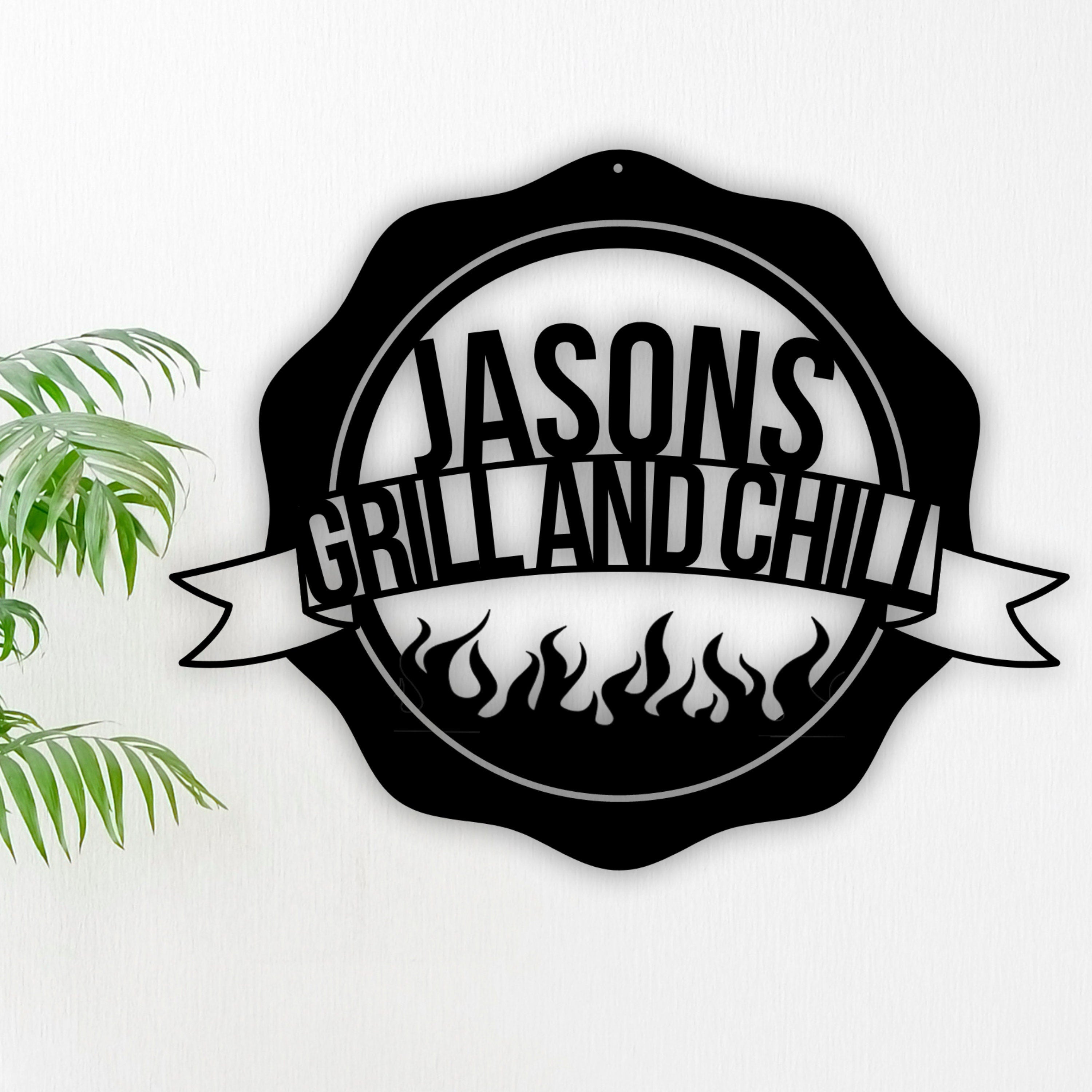 Personalized Bbq Sign, Custom Name Barbecue Patio Sign, Grilling Gifts ...