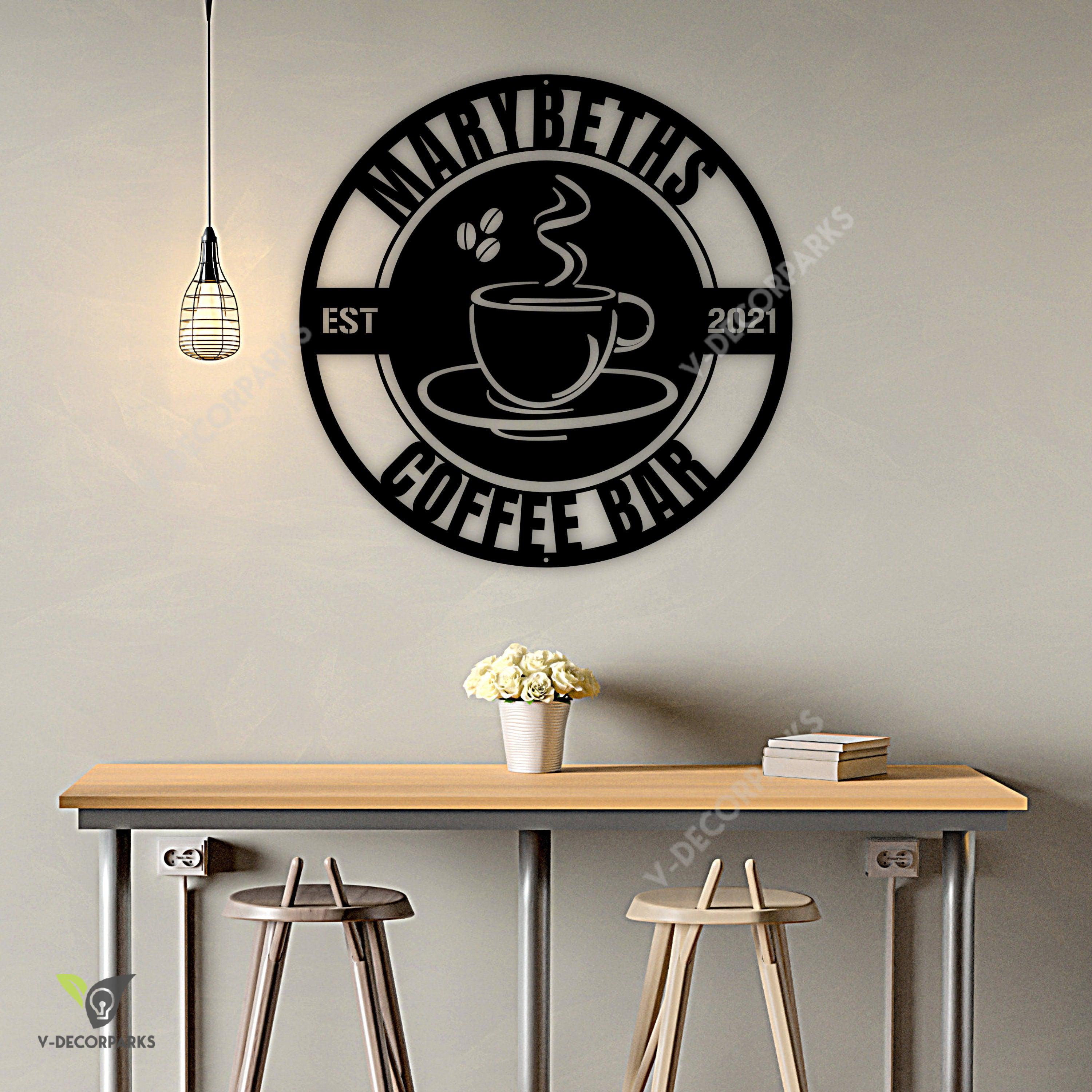 Personalized Coffee Bar Metal Sign, Coffee Bar Decor, Coffee Sign ...