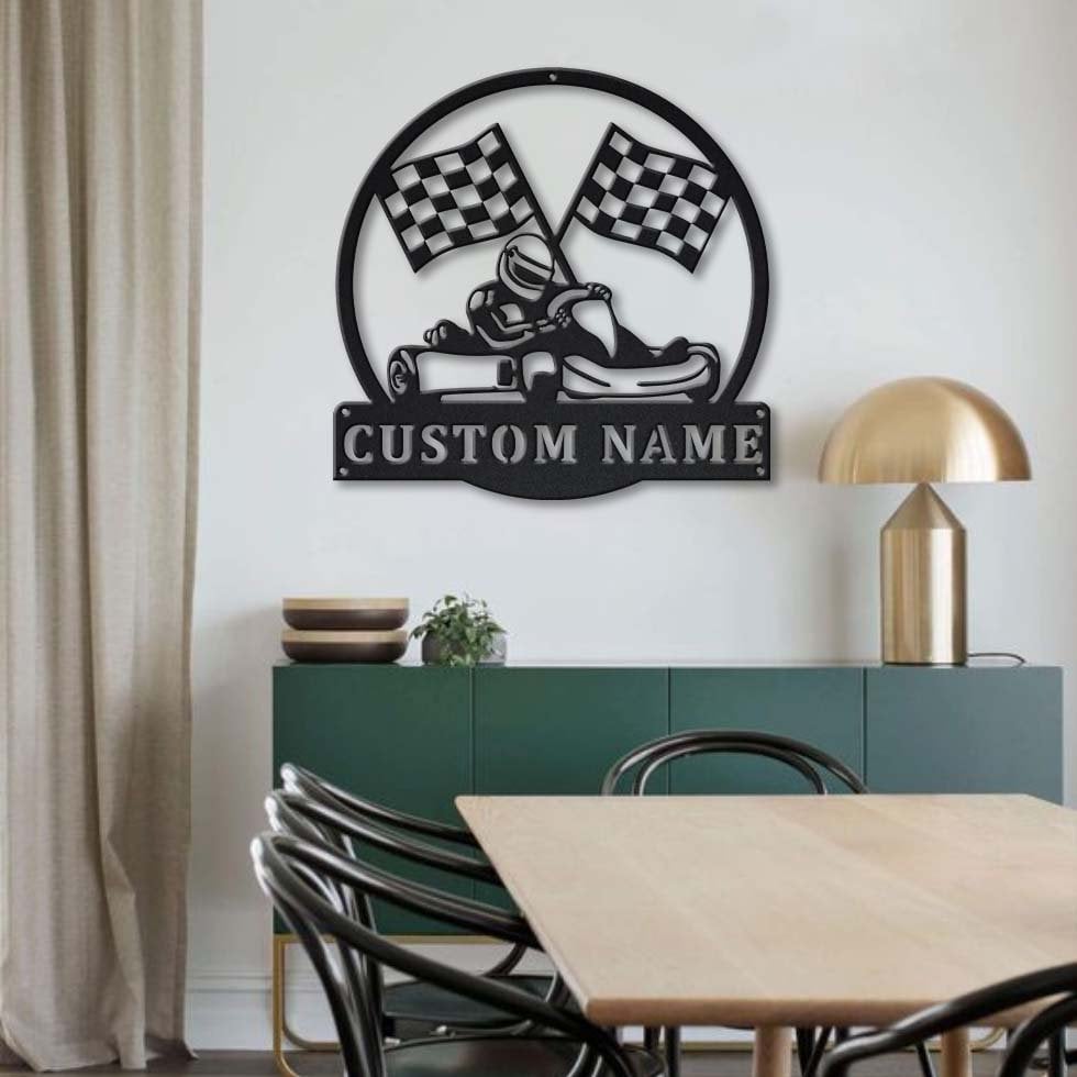 Personalized Go Kart Racing Monogram Metal Sign Art, Custom Go Kart ...