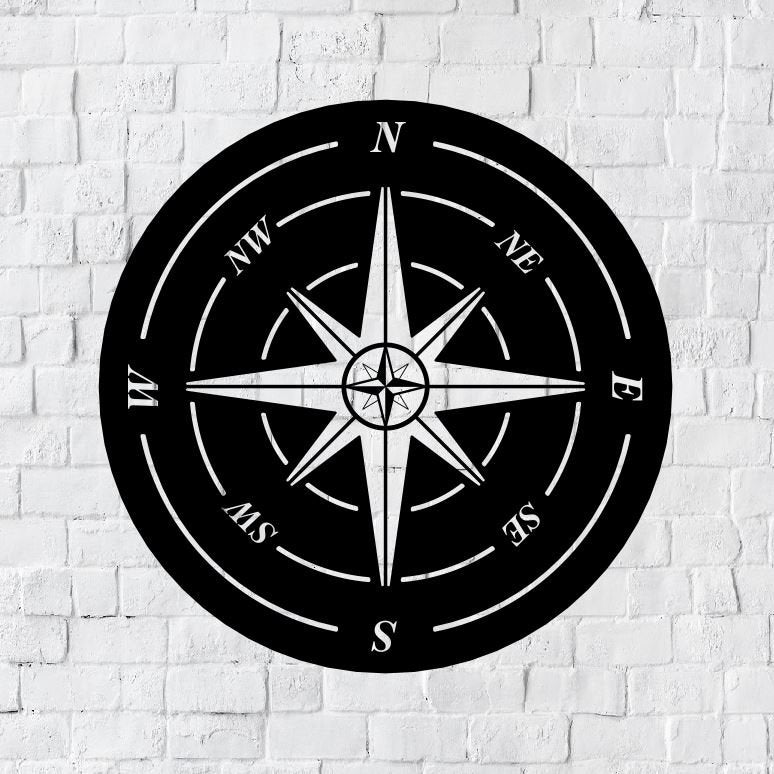 Compass Metal Wall Art, Compass Metal Sign, Modern Wall Art, Modern ...