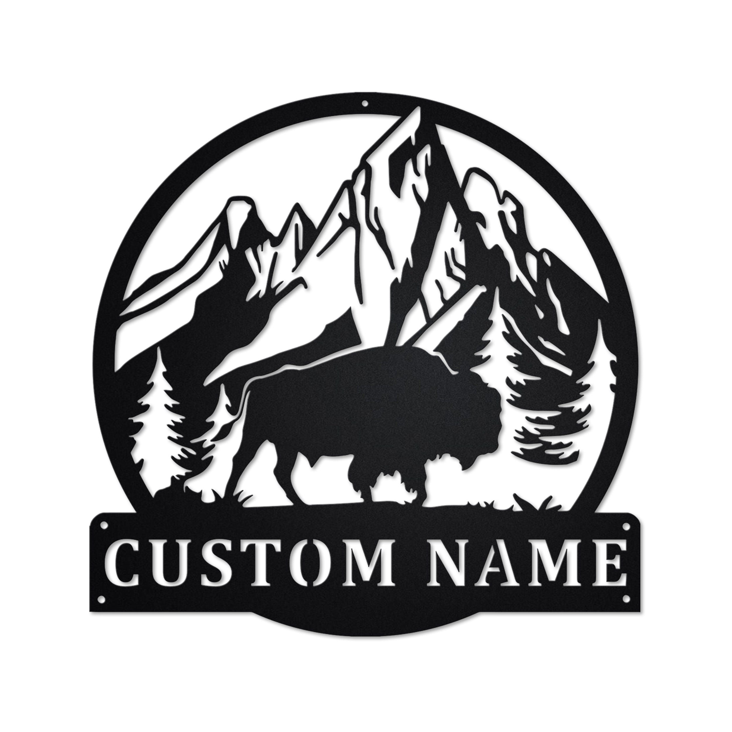Personalized Bison Metal Sign, Bison Metal Wall Art, Bison Metal Sign ...