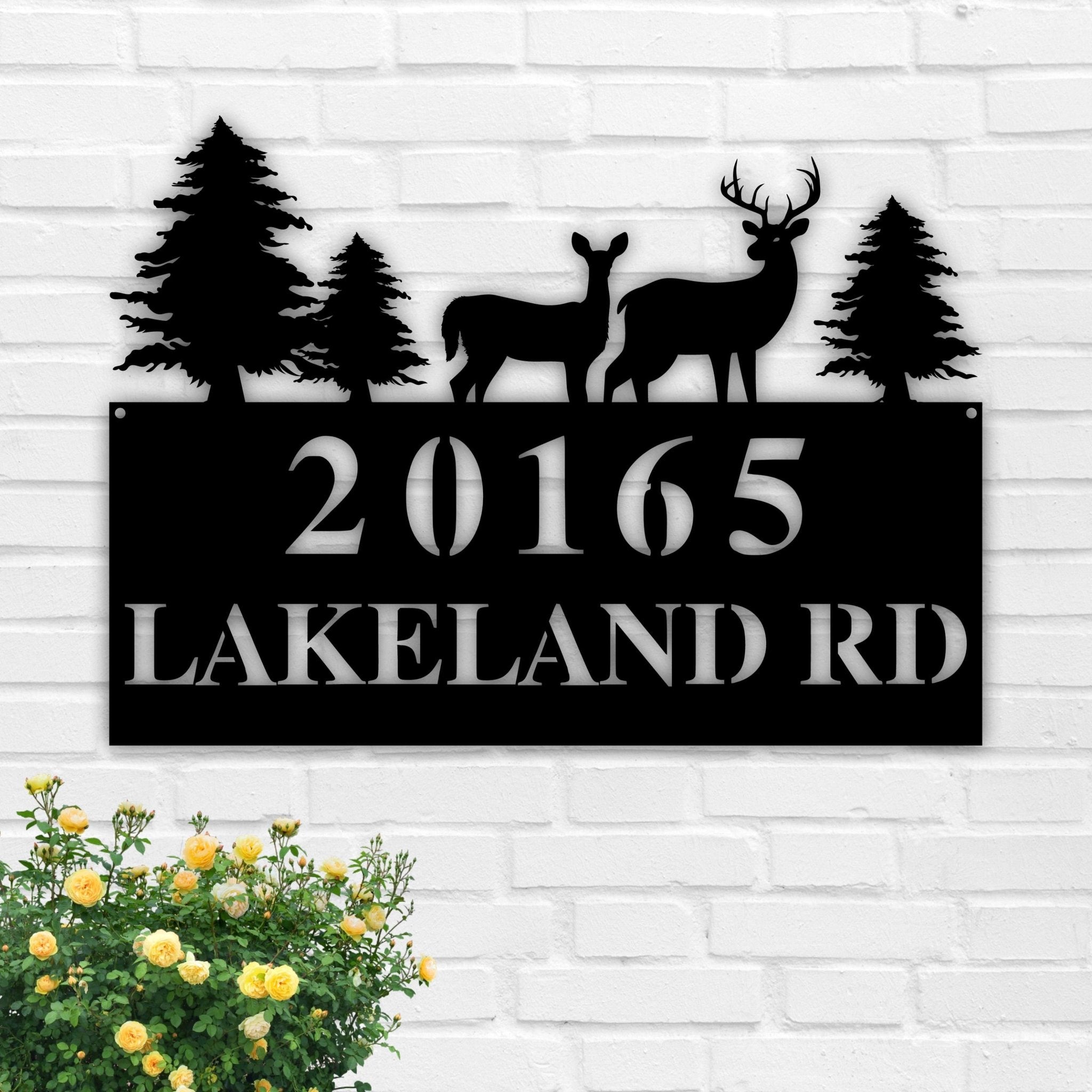 Deer Address Sign, Metal Deer Sign, Deer Yard Sign, Deer House Number ...