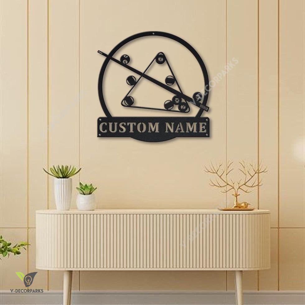 Personalized Billiards Metal Wall Art, Monogram Metal Signs, Billiard ...