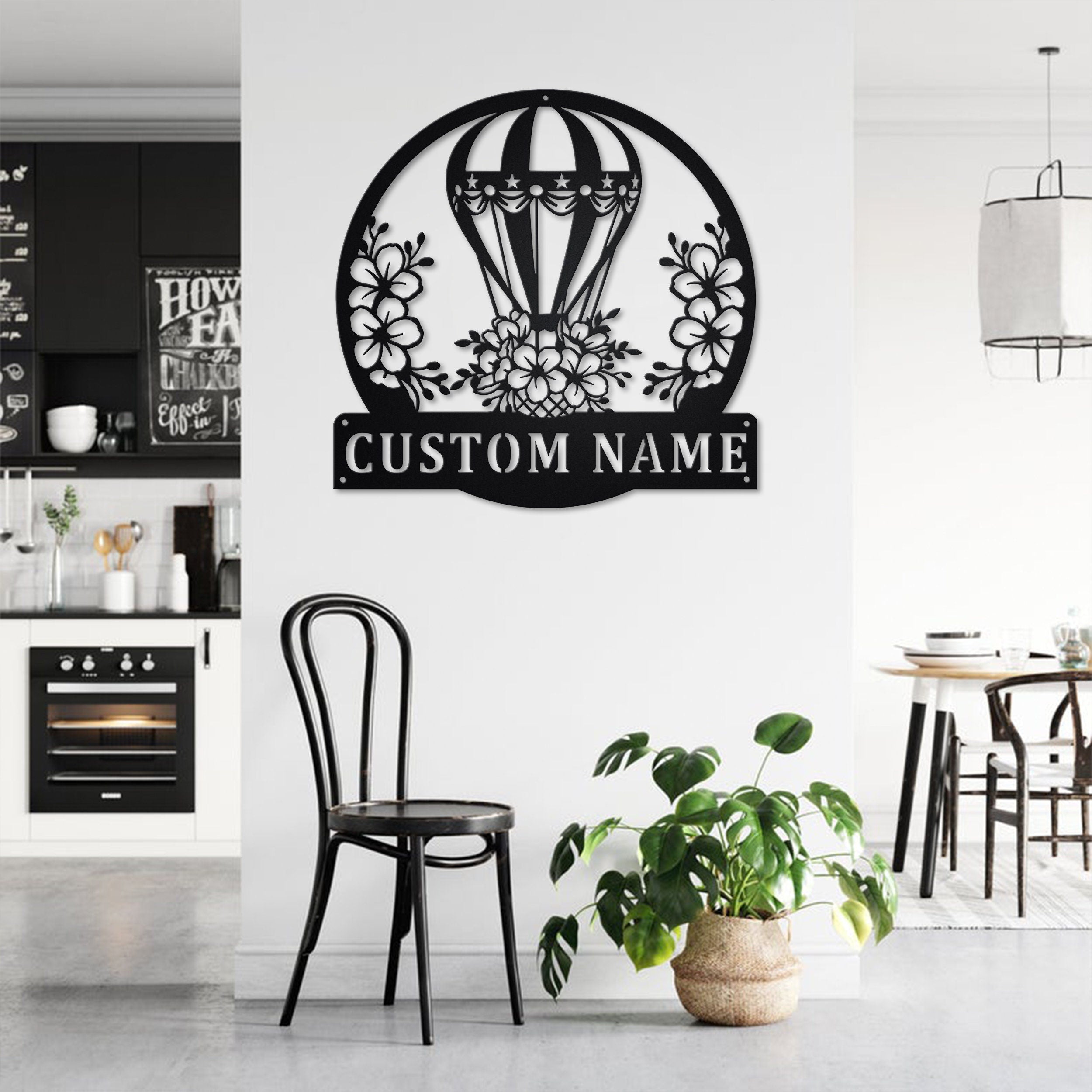 Personalized Floral Hot Air Balloon Metal Sign, Hot Air Balloon Metal ...