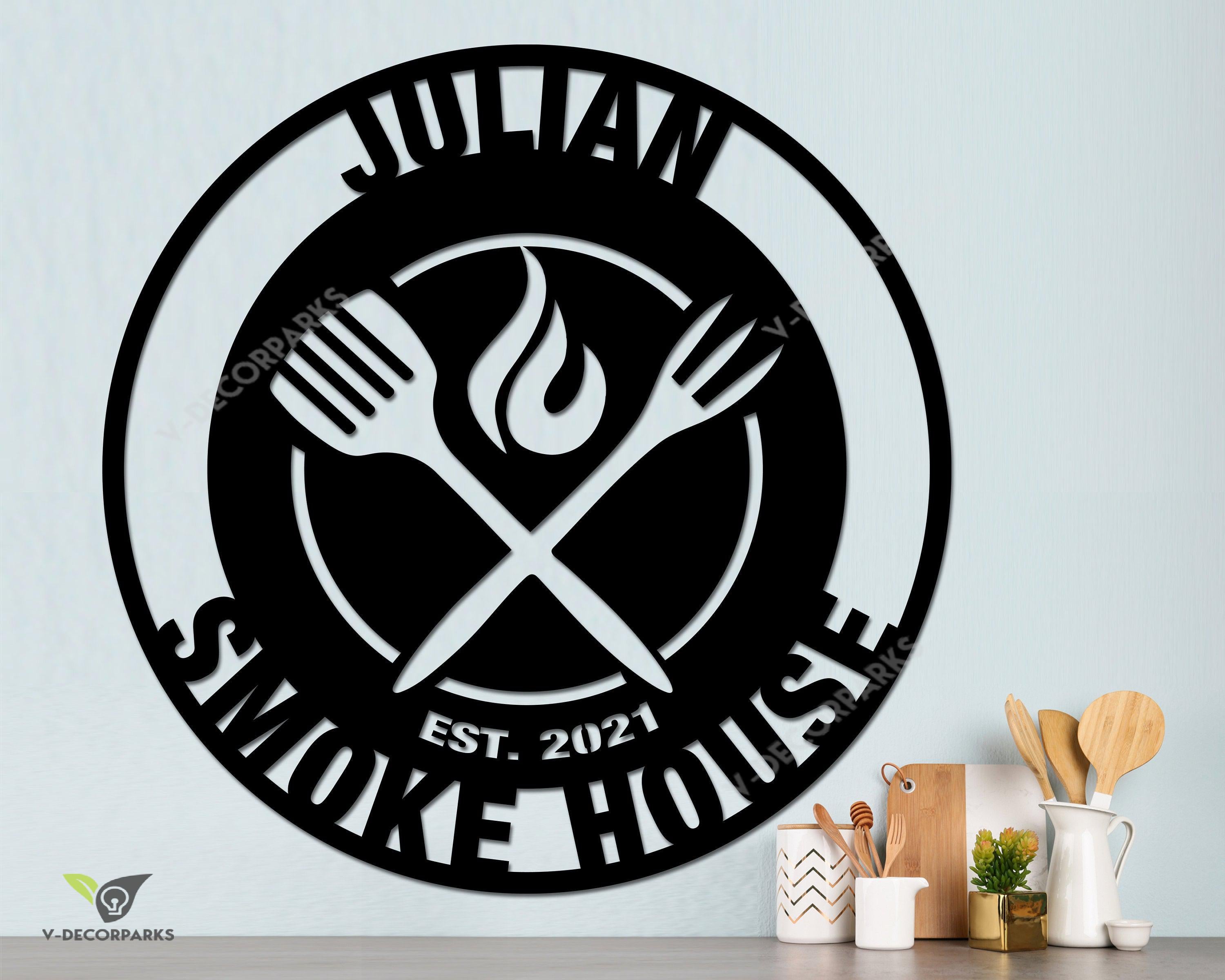 Bbq Sign, Smokehouse And Grill Sign, Utensils Sign, Grill Sign, Custom ...