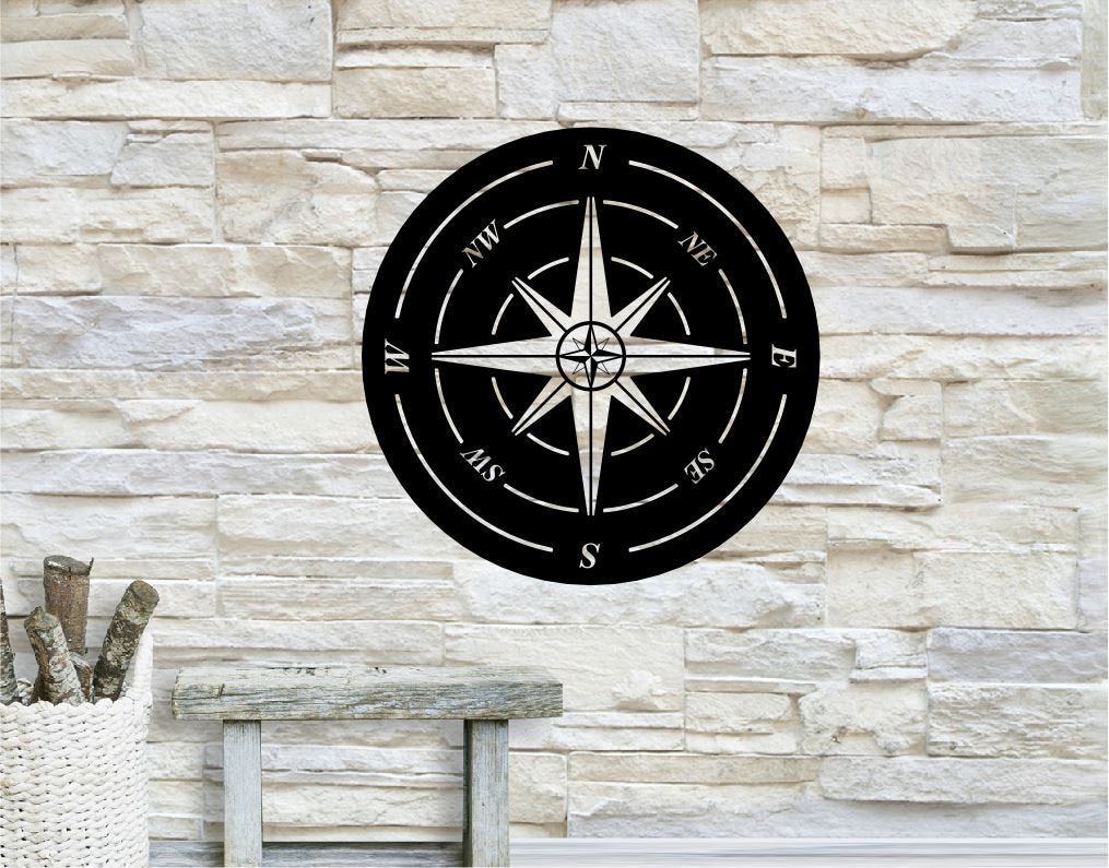 Compass Metal Wall Art, Compass Metal Sign, Modern Wall Art, Modern ...