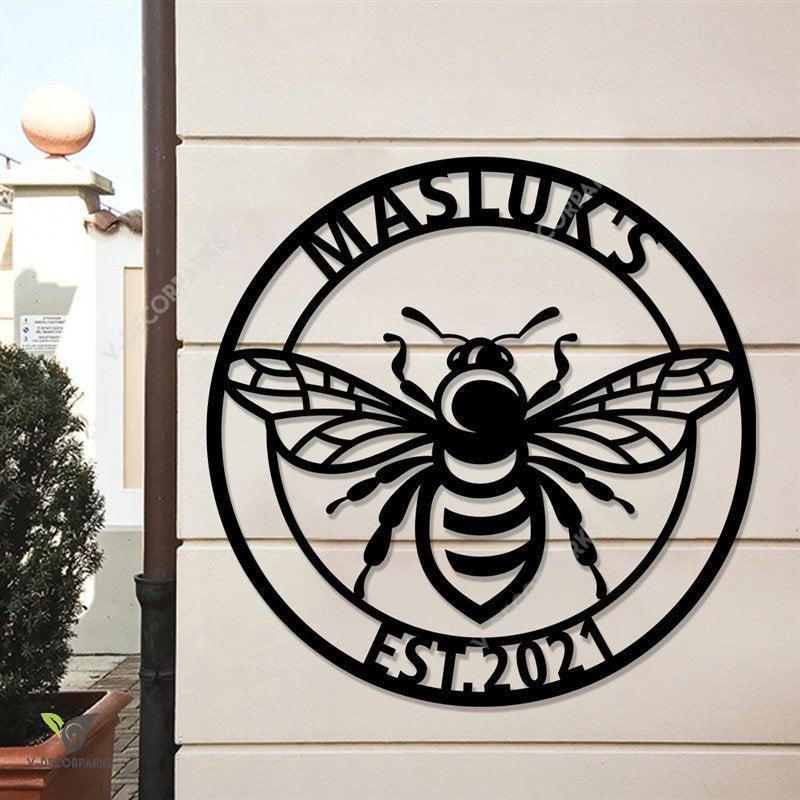 Metal Bee Sign, Honey Bee Family Name Established Sign, Beekeeper Gifts ...