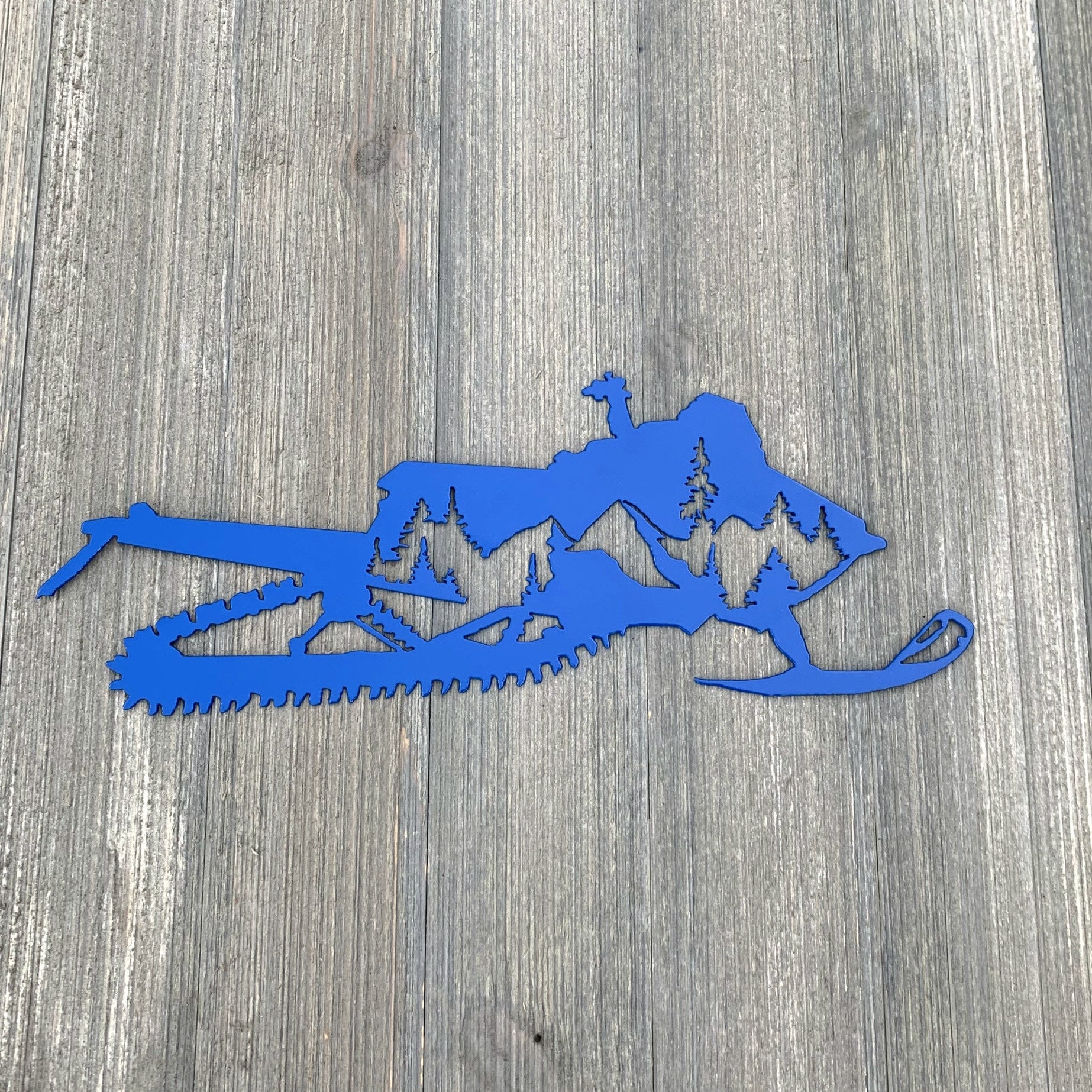 Snowmobile Cutout Scene Metal Sign, Cut Metal Sign, Wall Metal Art ...