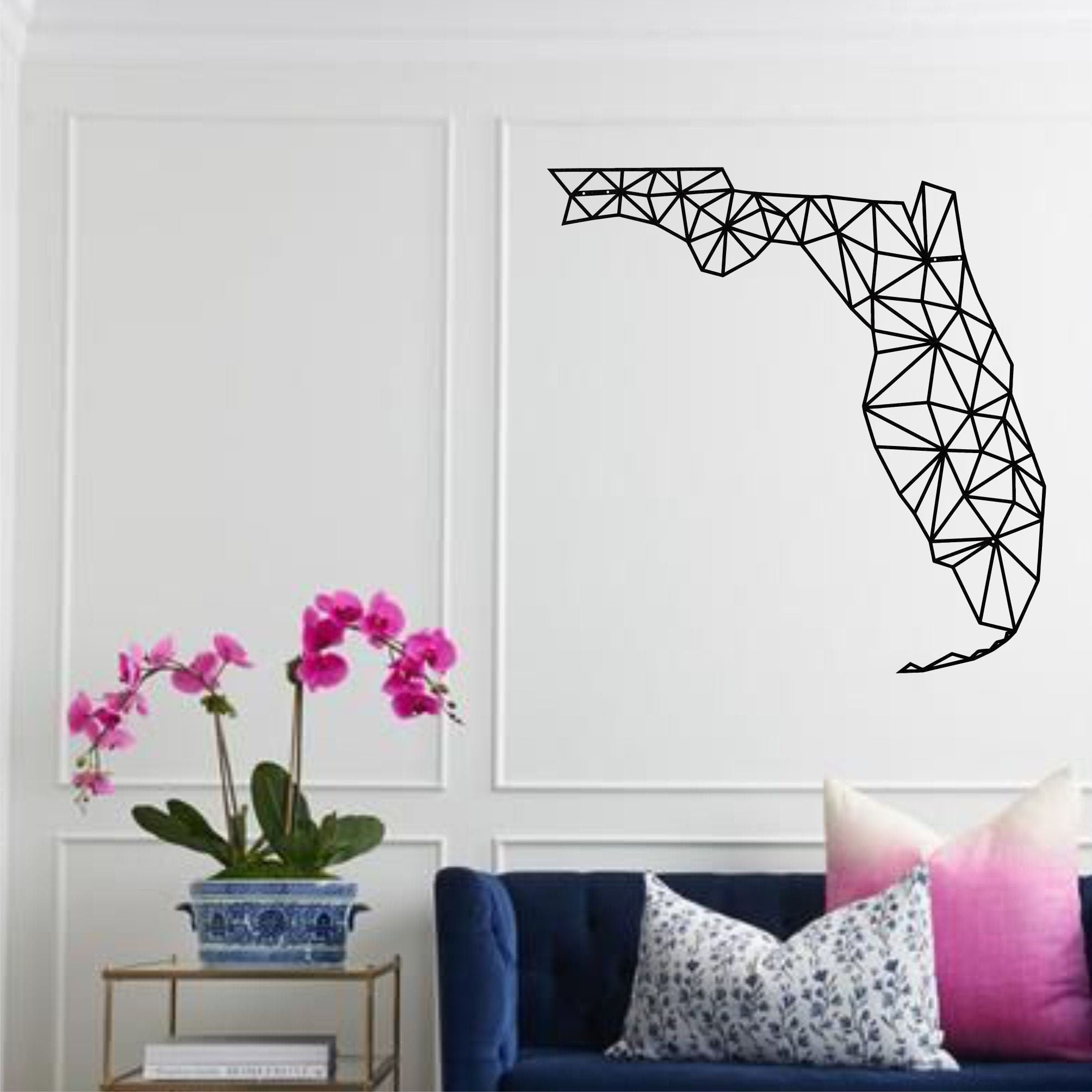 Geometric Design, Metal Wall Art, Metal Florida Map, Metal Wall Decor ...