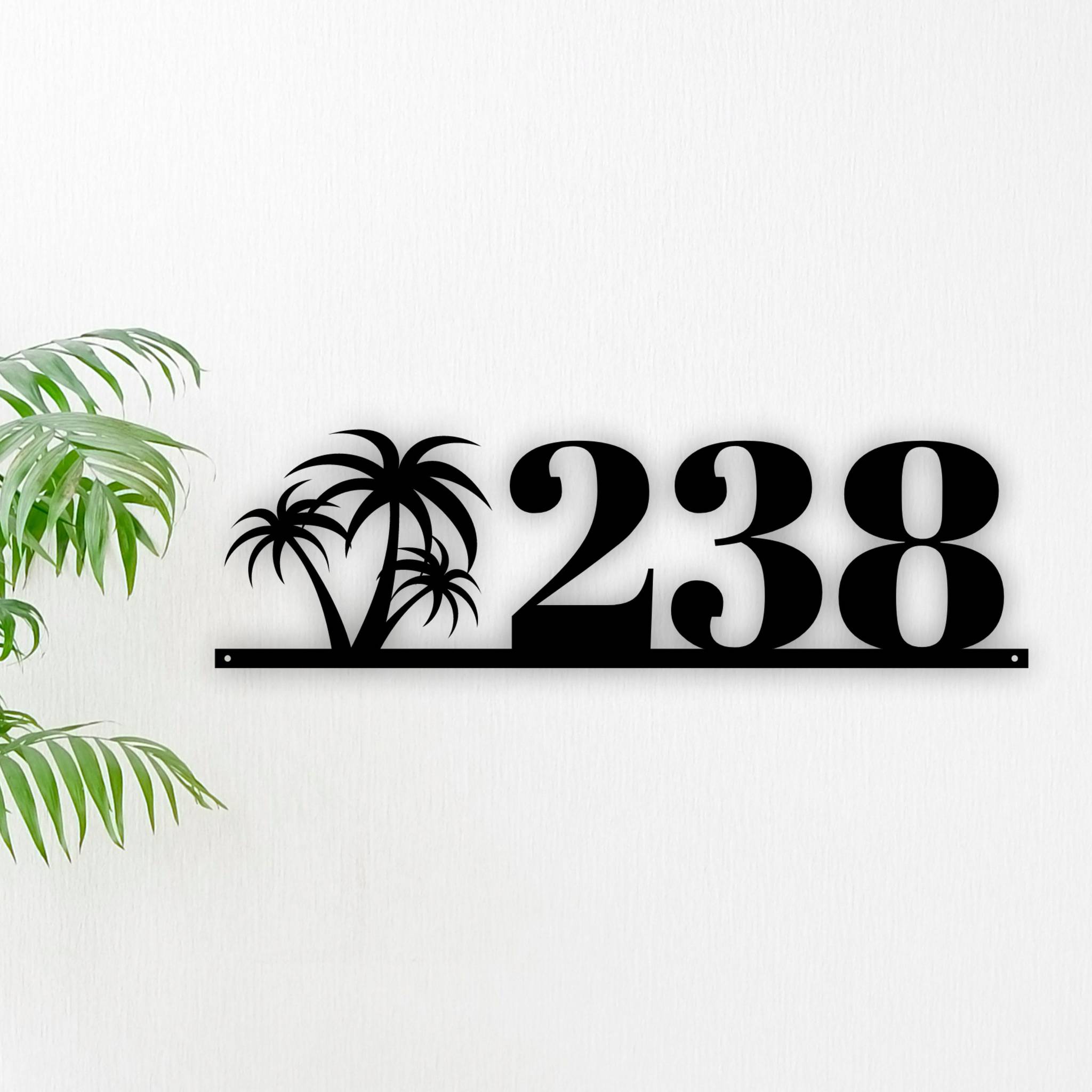 Palm Tree House Number Metal Sign, Outdoor Sign, House Numbers, Address ...