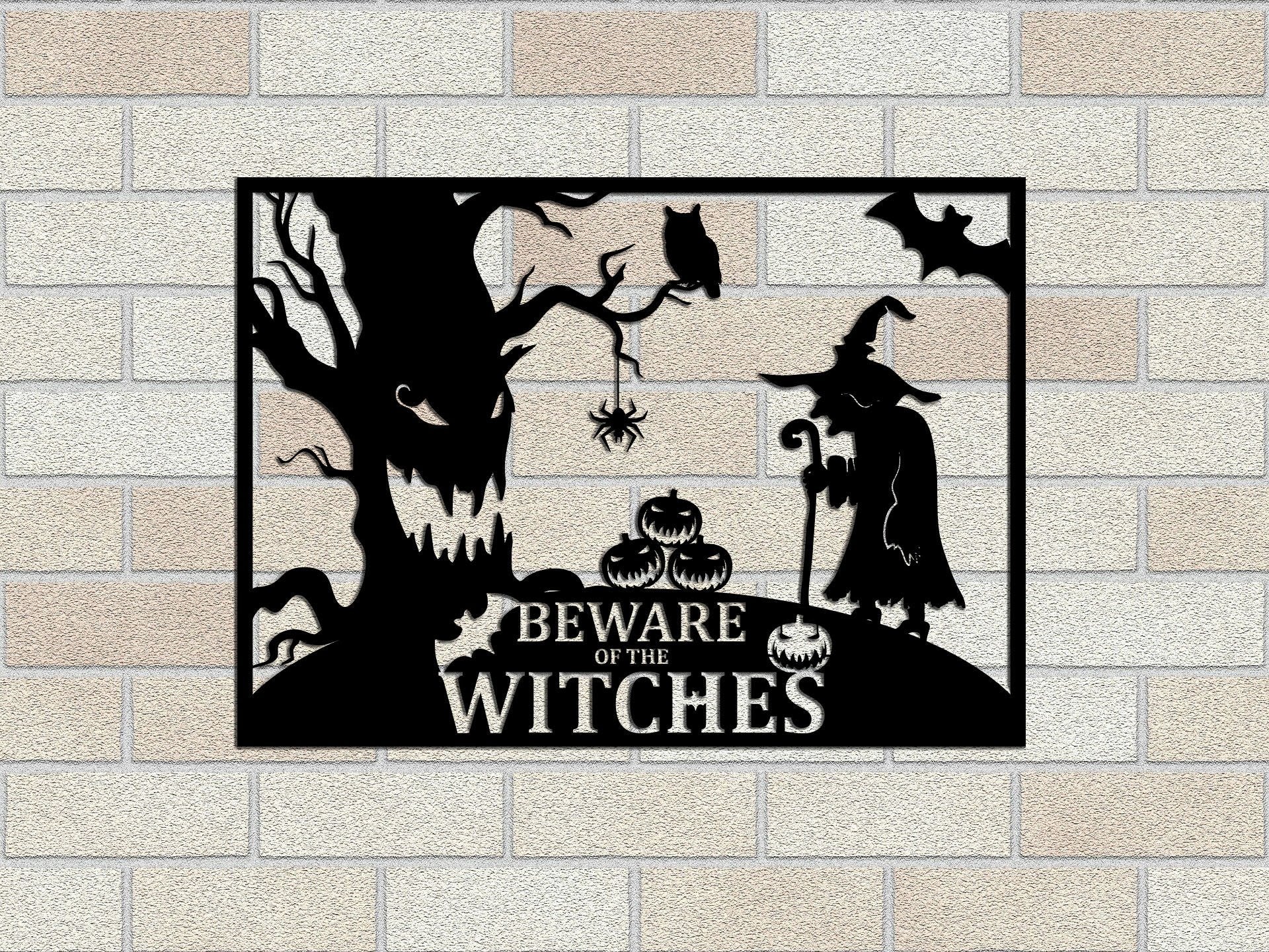 Beware Of The Witches Metal Sign - Halloween Metal Sign - Pumpkin Metal ...