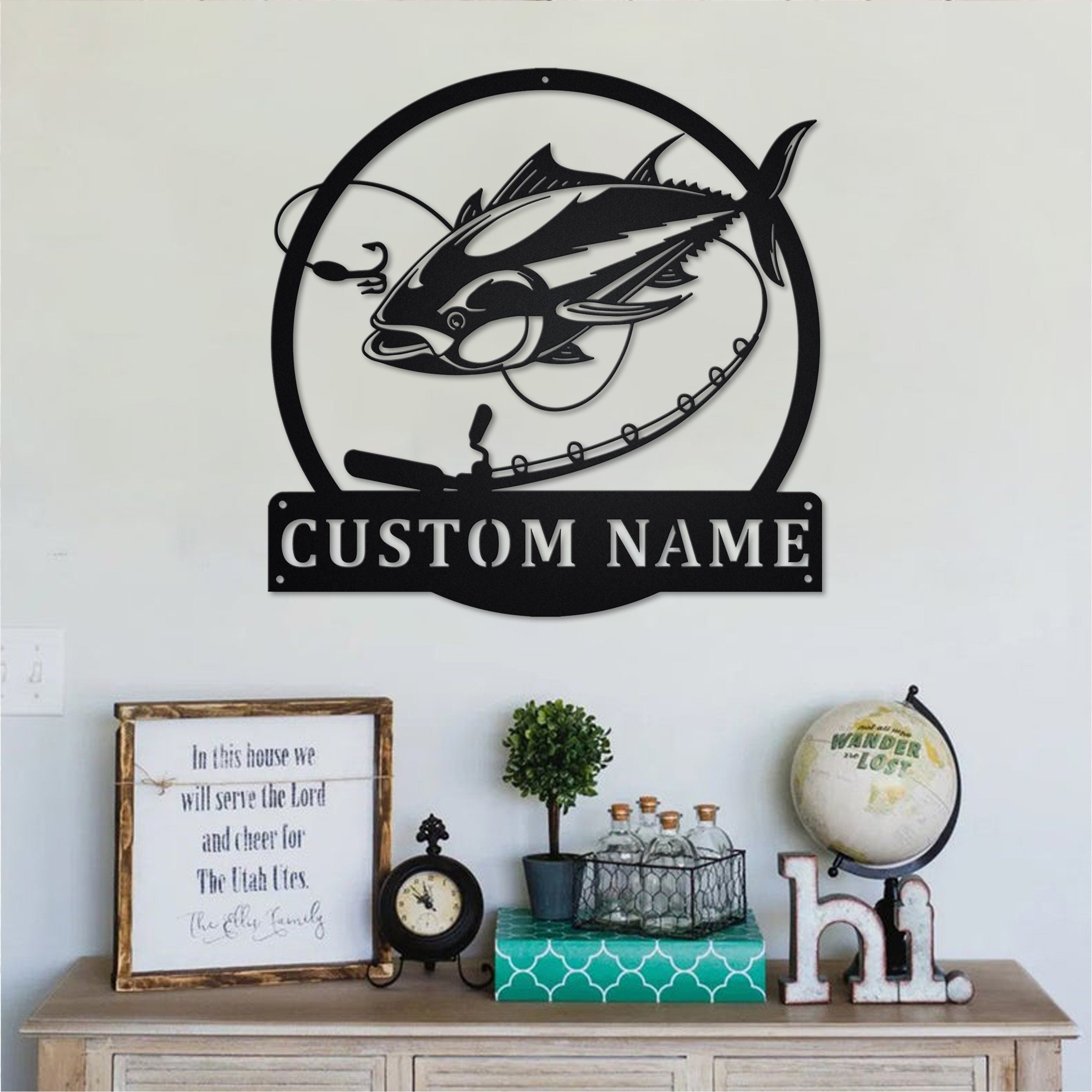 Personalized Tuna Fish Metal Sign, Fishing Metal Wall Art, Fishing ...