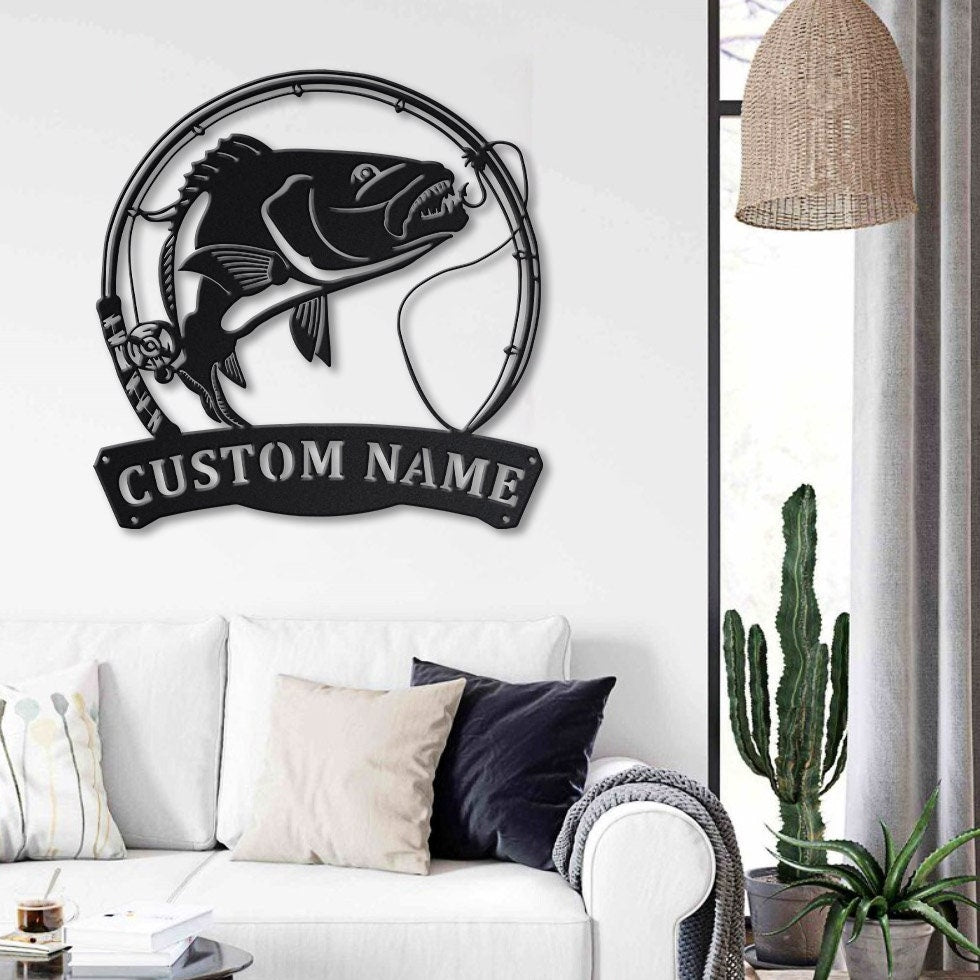 Personalized Snapper Fishing Fish Pole Metal Sign Art, Custom Snapper ...