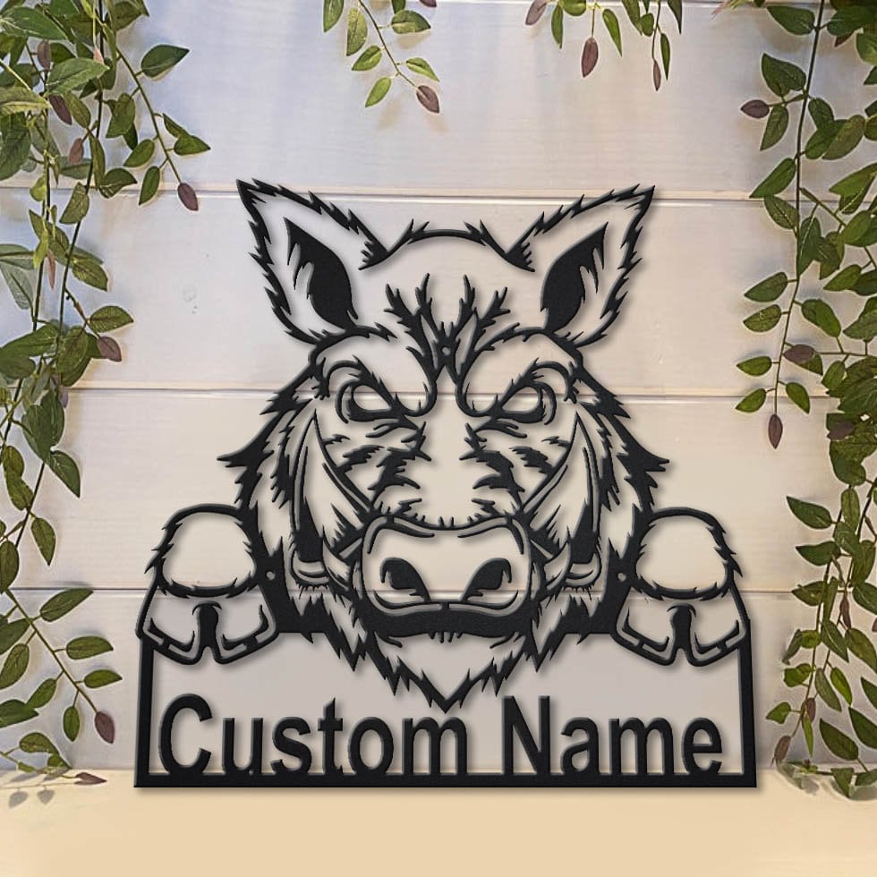 Personalized Feral Pig Metal Sign Art, Custom Feral Pig Metal Sign ...