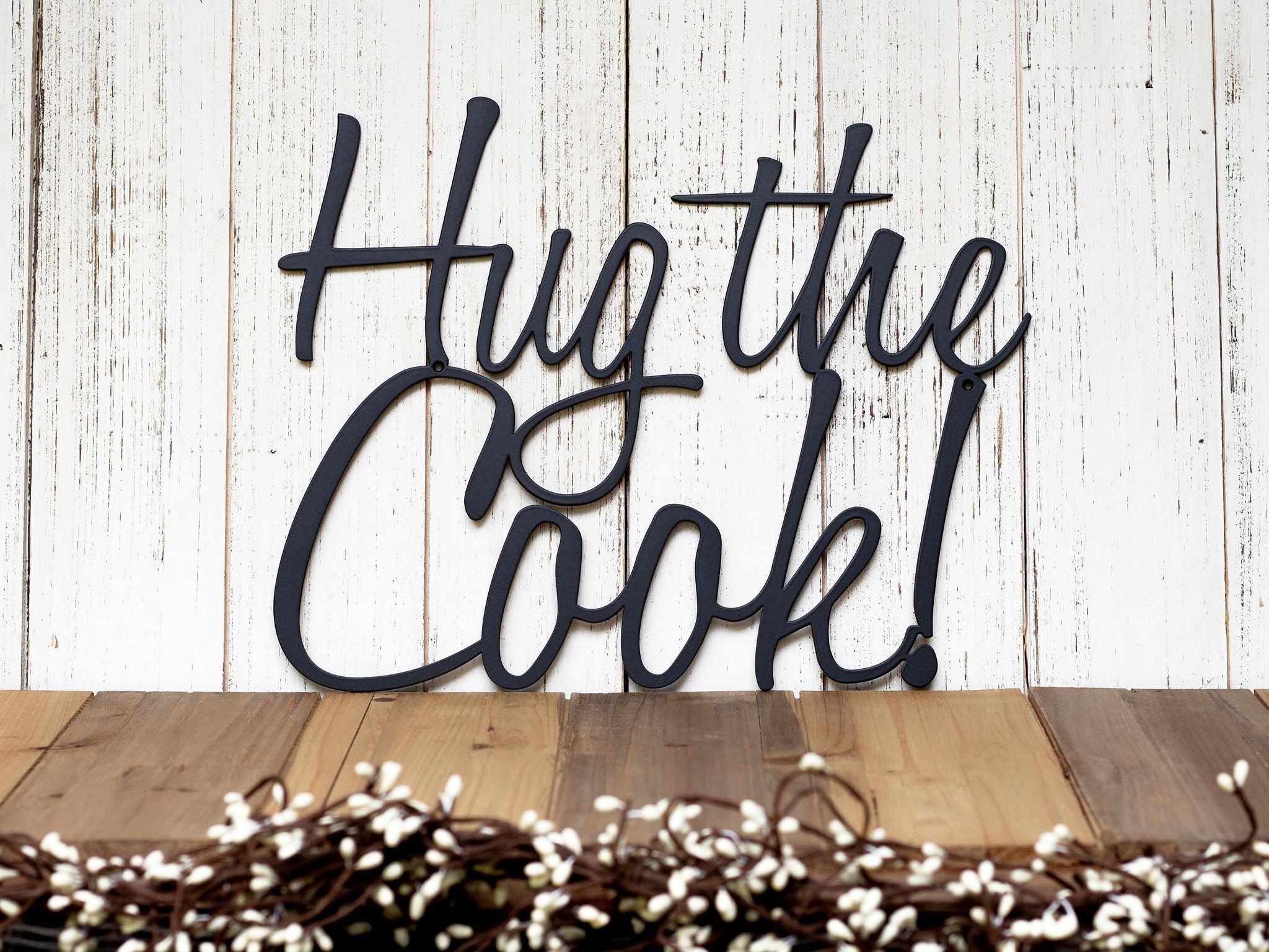Hug The Cook Metal Sign - Black, Metal Wall Art, Kitchen Decor, Kitchen ...