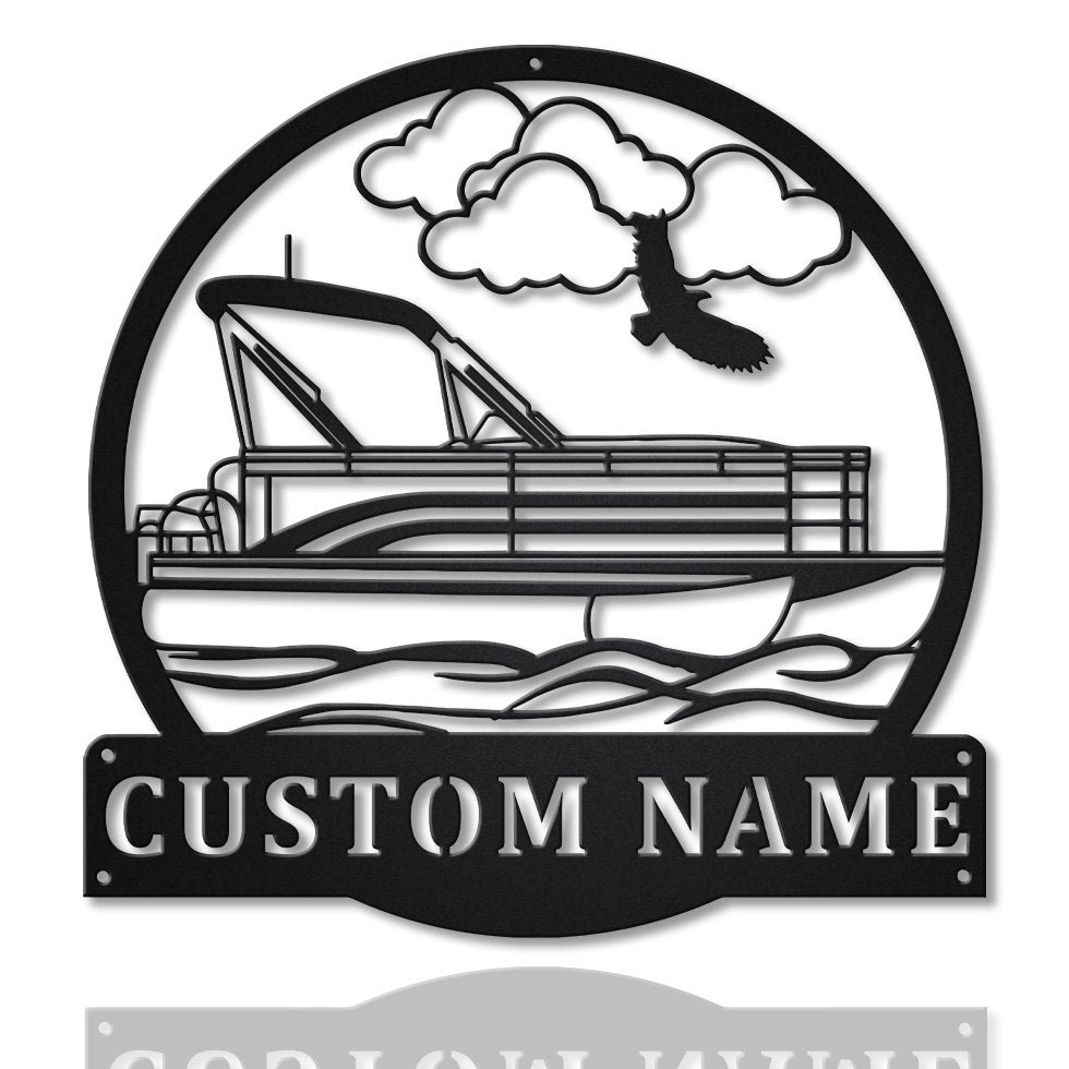 Personalized Pontoon Boat Metal Sign Art, Custom Pontoon Boat Monogram ...