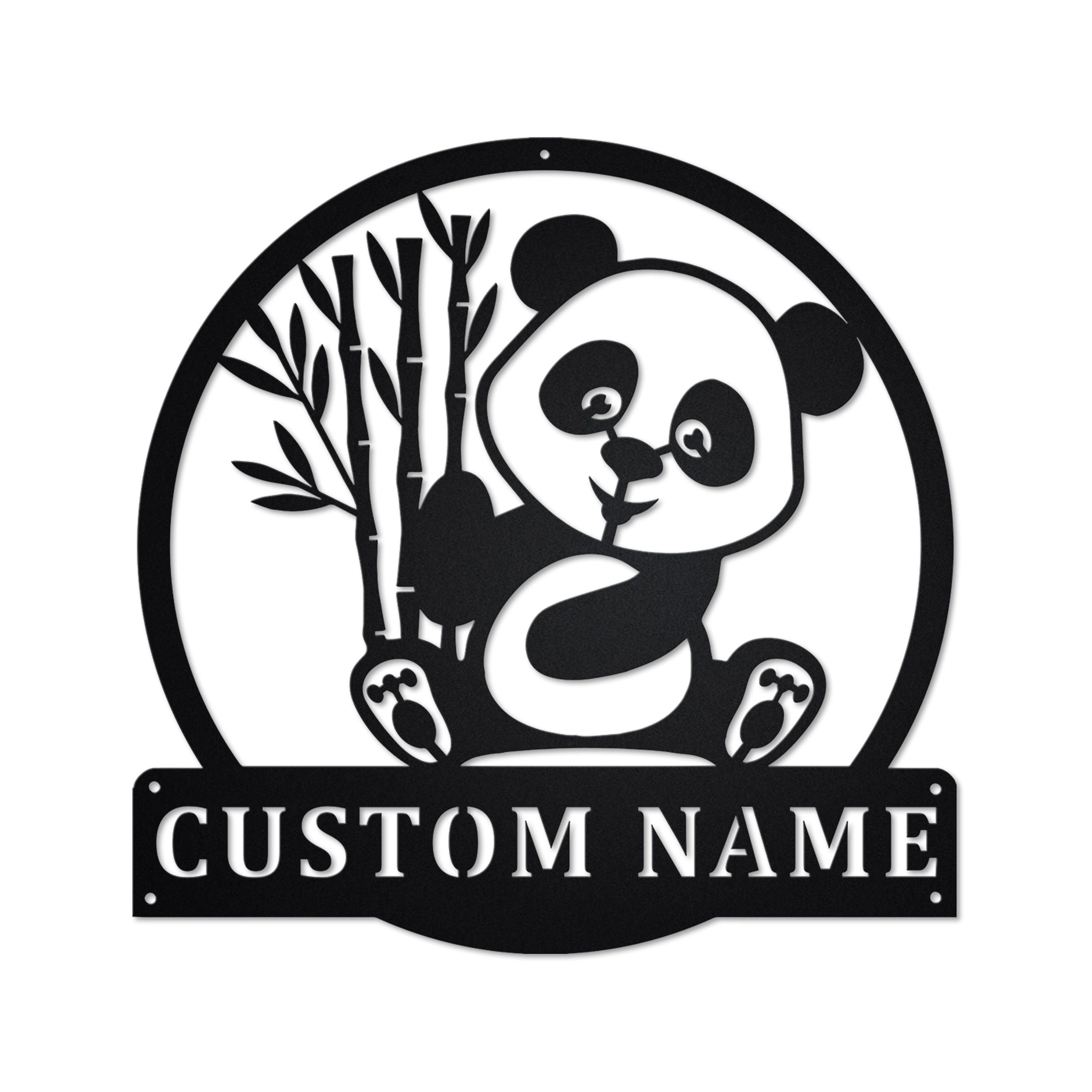Personalized Panda Bear Metal Sign, Panda Bear Metal Wall Art, Panda ...