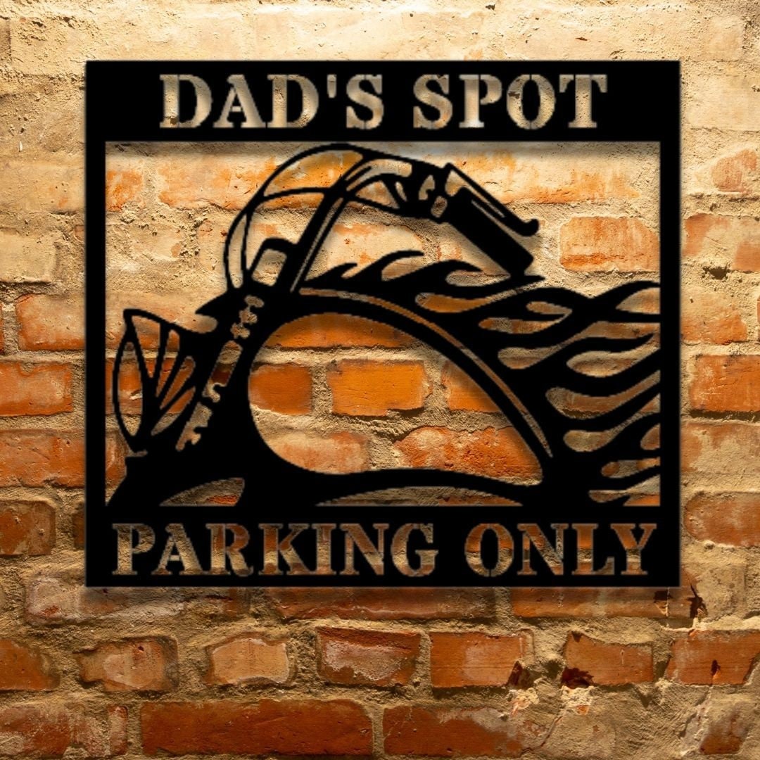 Motorcycle Gift Dad's Parking - Steel Sign | Nalaprint