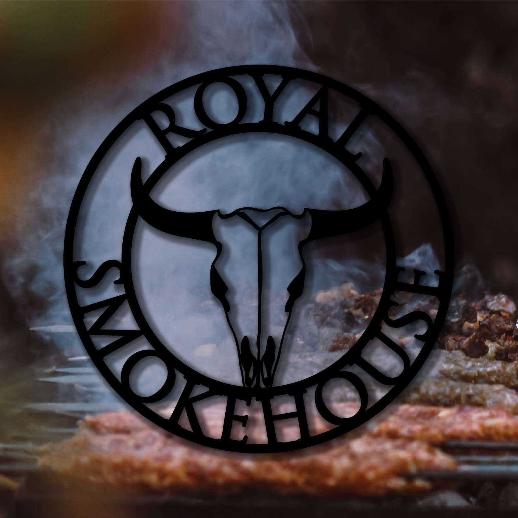 Custom Cow Skull Metal Sign, Smokehouse Personalised Laser Cut Sign ...