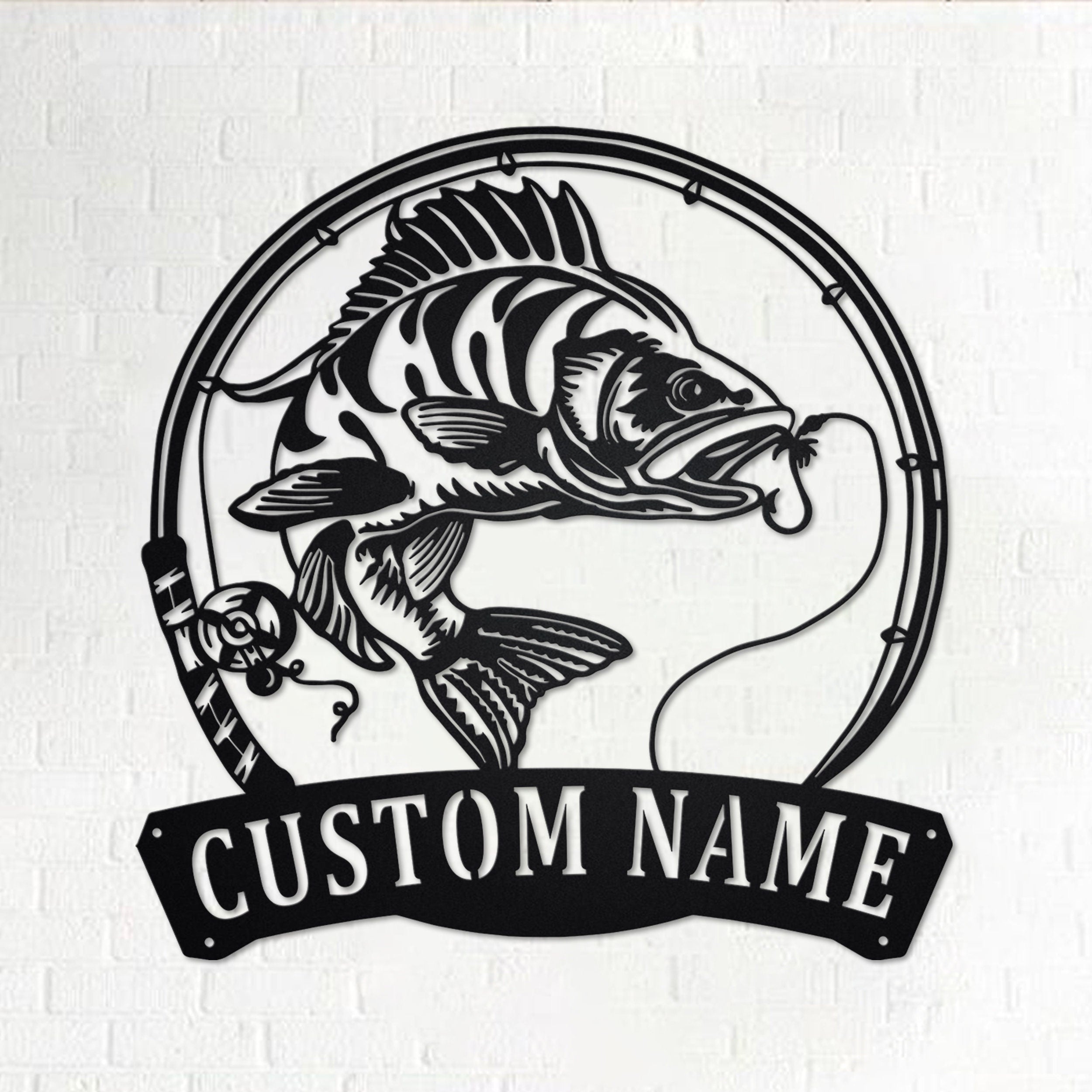 Personalized Perch Fish Metal Sign, Fishing Metal Wall Art, Fishing ...