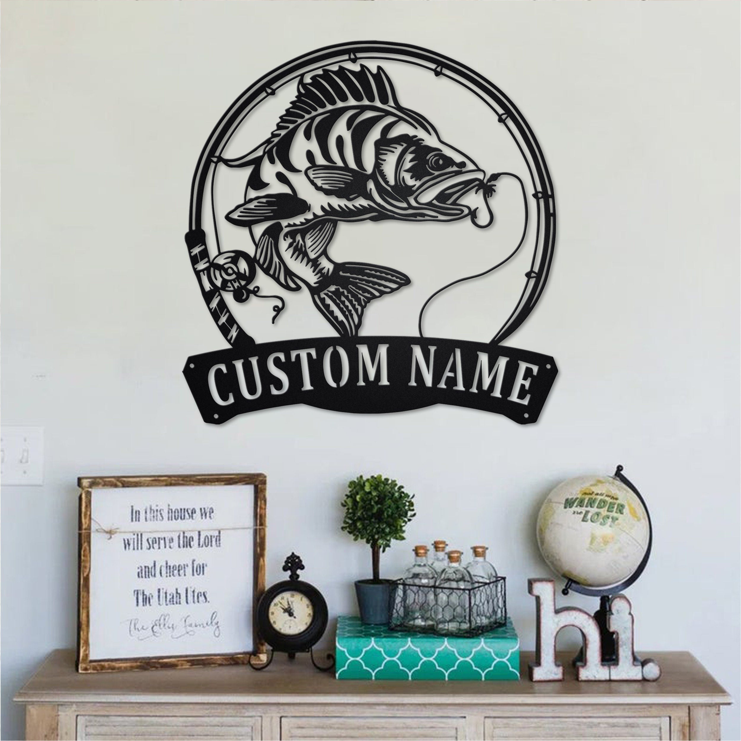 Personalized Perch Fish Metal Sign, Fishing Metal Wall Art, Fishing ...