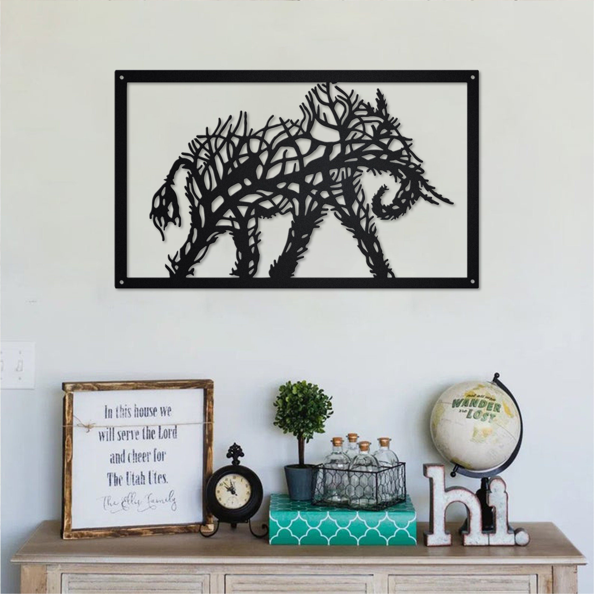 Elephant Tree Metal Sign, Elephant Tree Metal Wall Art, Elephant Tree ...