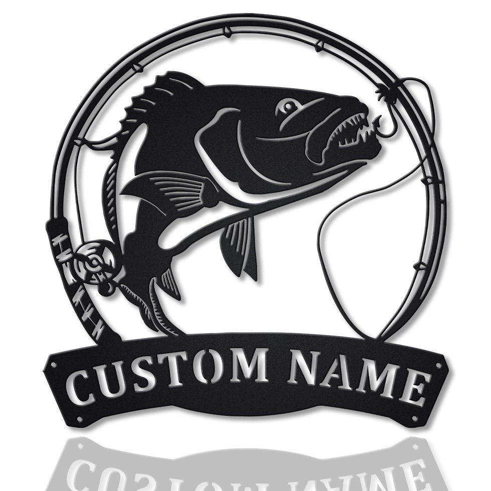 Personalized Snapper Fishing Fish Pole Metal Sign Art, Custom Snapper ...