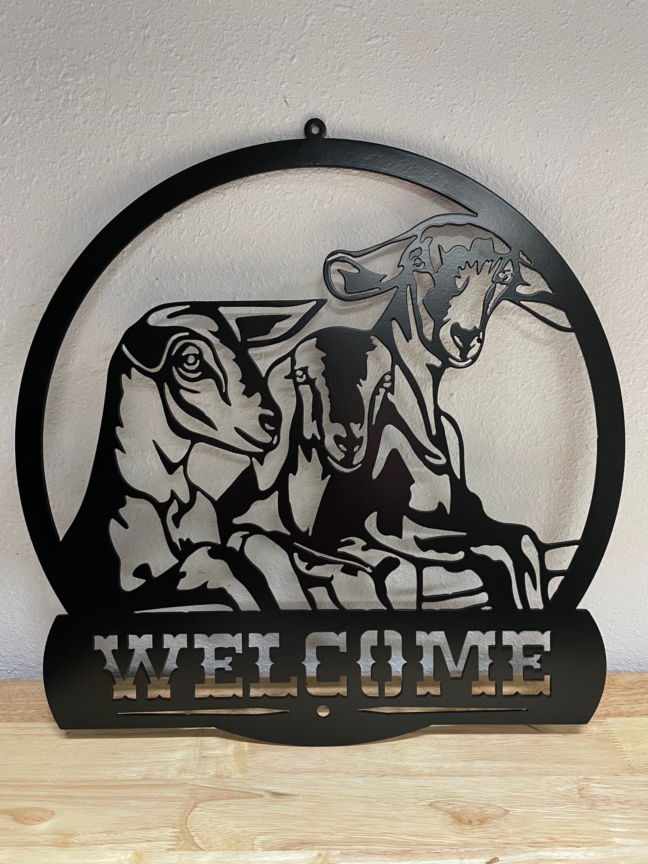 Adorable Goats Welcome Sign Wall Art Metal Art Wall Decor Man Cave ...