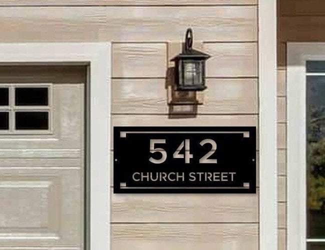 Large Custom Metal Address Sign - Modern Address Sign - Outdoor Address ...