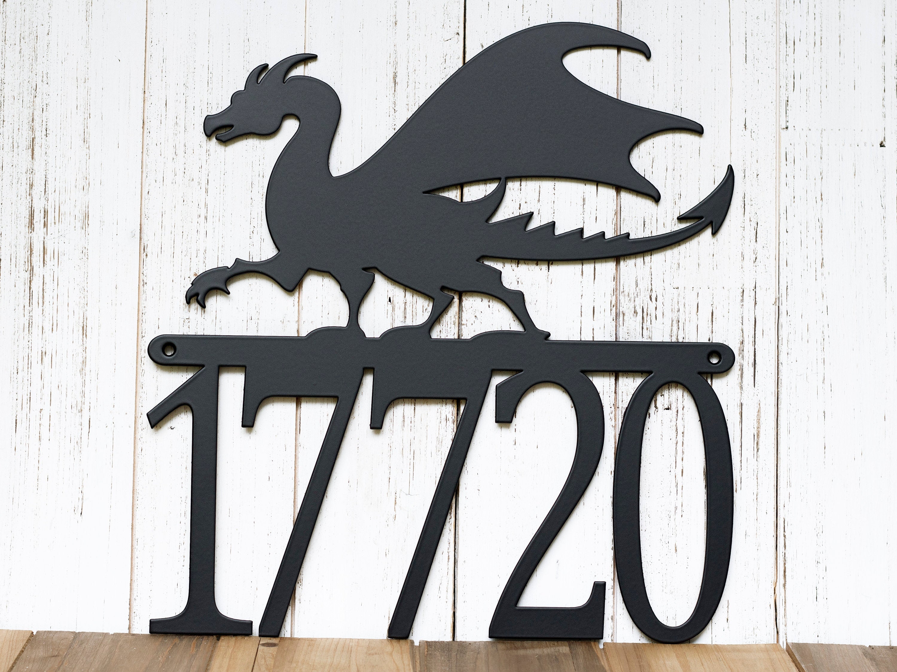 Metal Address Plaque With Dragon, House Number Sign, Outdoor Metal Wall ...
