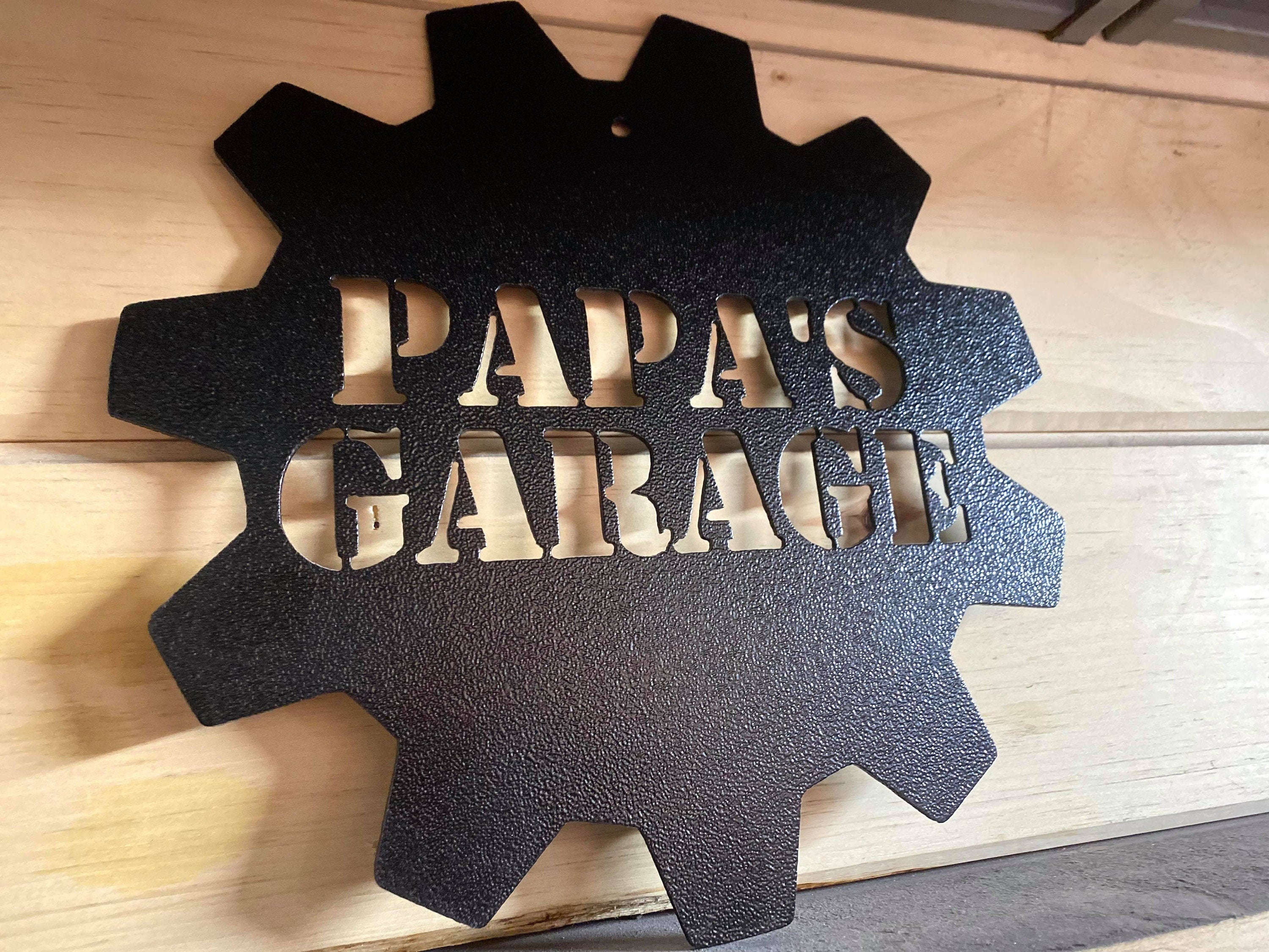 Personalized Metal Garage Sign - Gear Shaped Garage Sign - Shop Sign ...