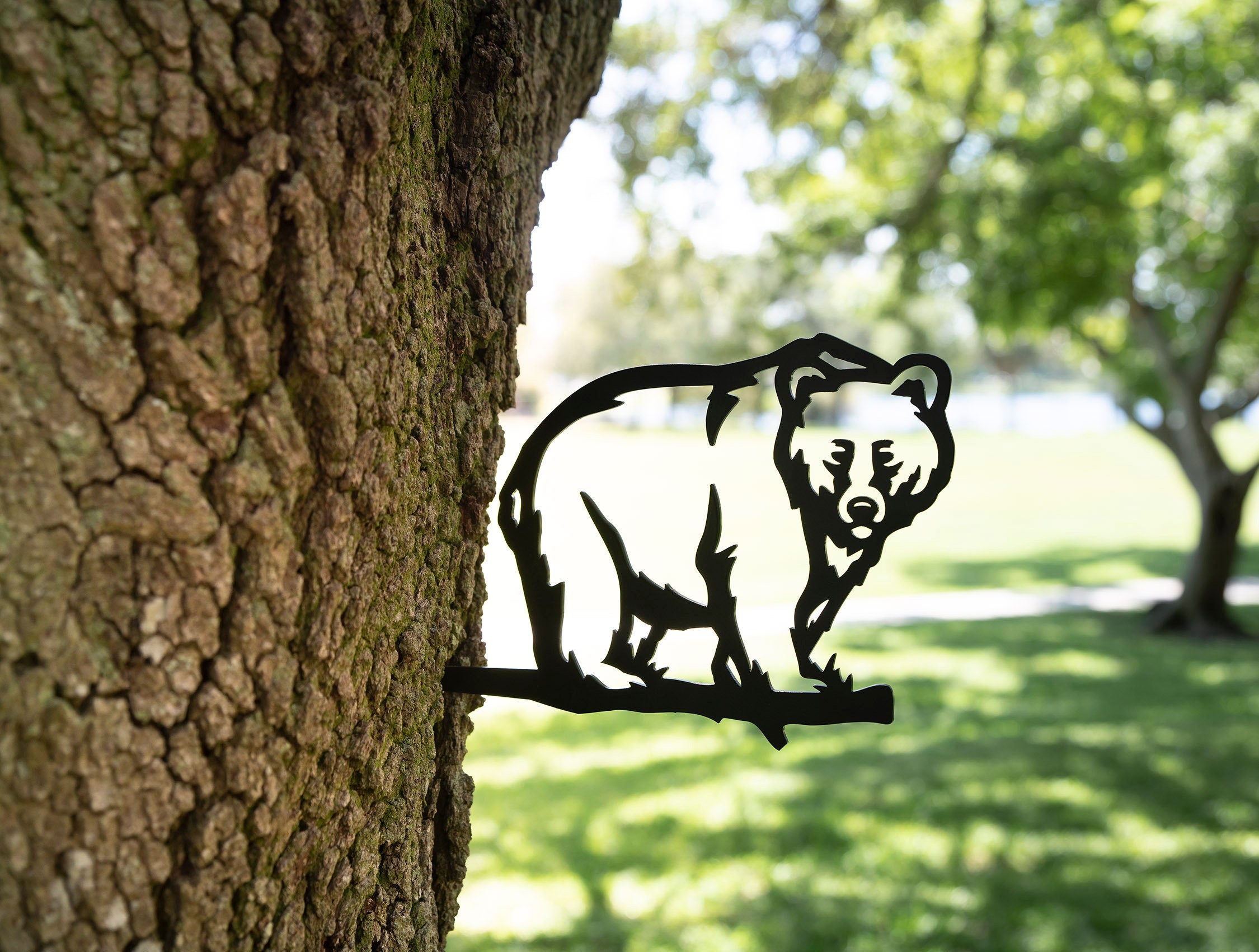 Metal Bear Silhouette - Usa Steel Sign Cutout - Rustic Outdoor Home ...