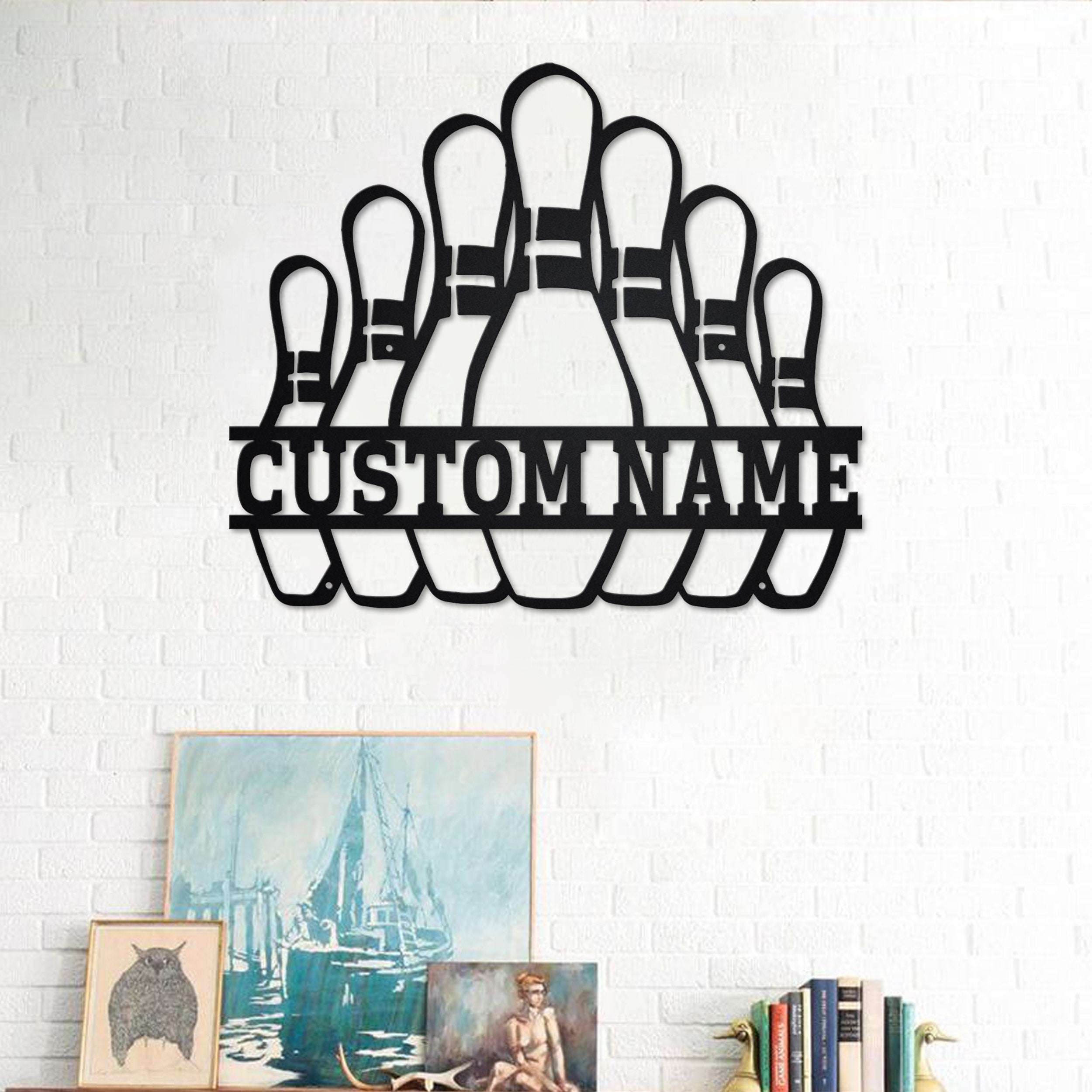 Custom Bowing Metal Sign, Personalized Bowing Name Sign Decoration For ...