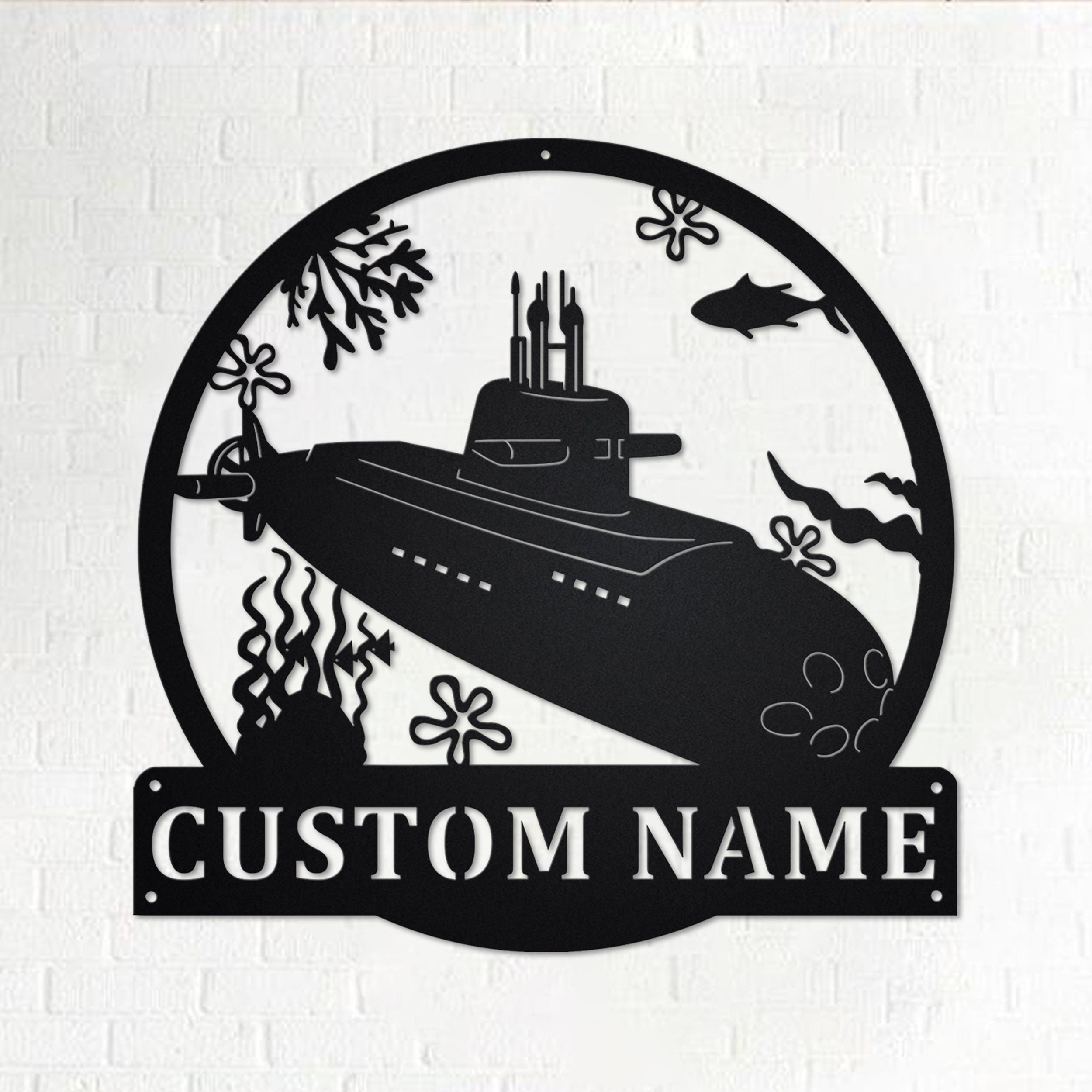 Custom Submarine Metal Wall Art, Personalized Submarine Name Sign ...