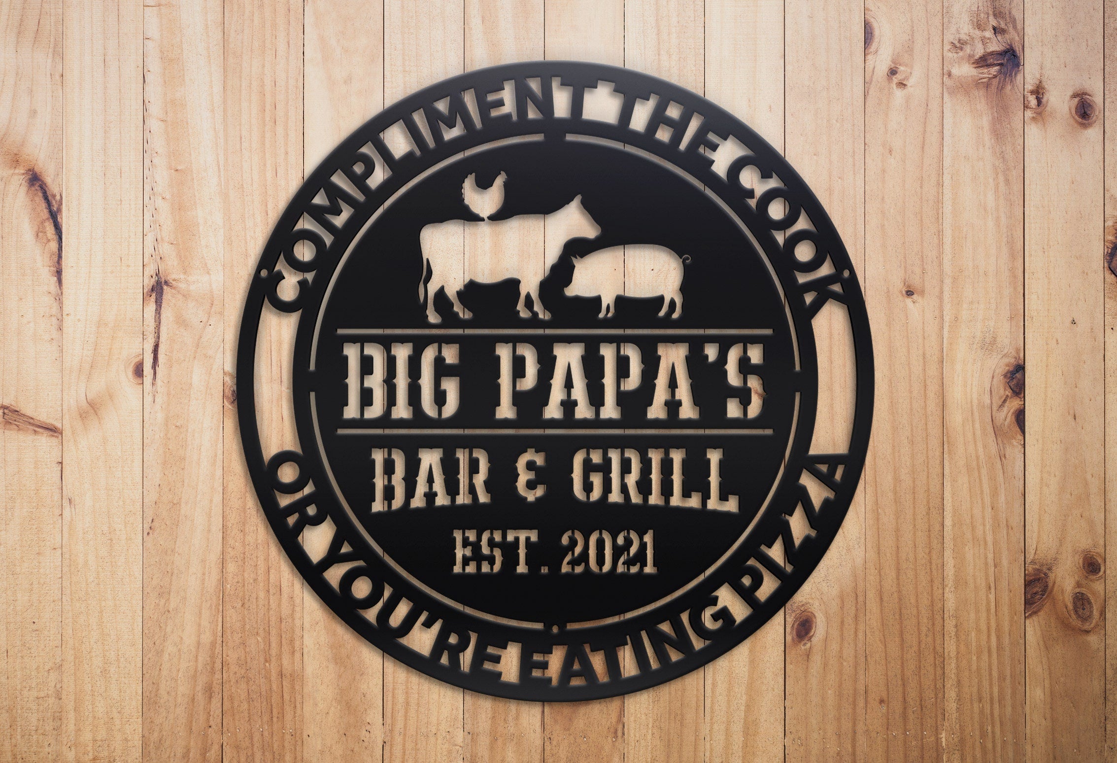 Bbq Sign, Custom Barbecue Sign, Bar & Grill Sign, Custom Christmas Gift ...